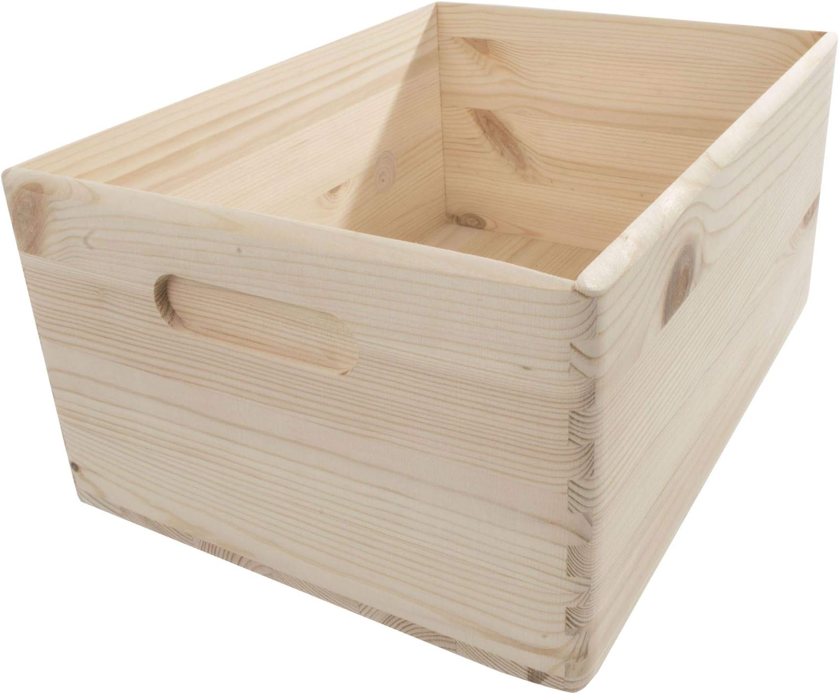 HomeDecoArt Medium Wooden Crate with handles- Storage Chest - Toy Box ...