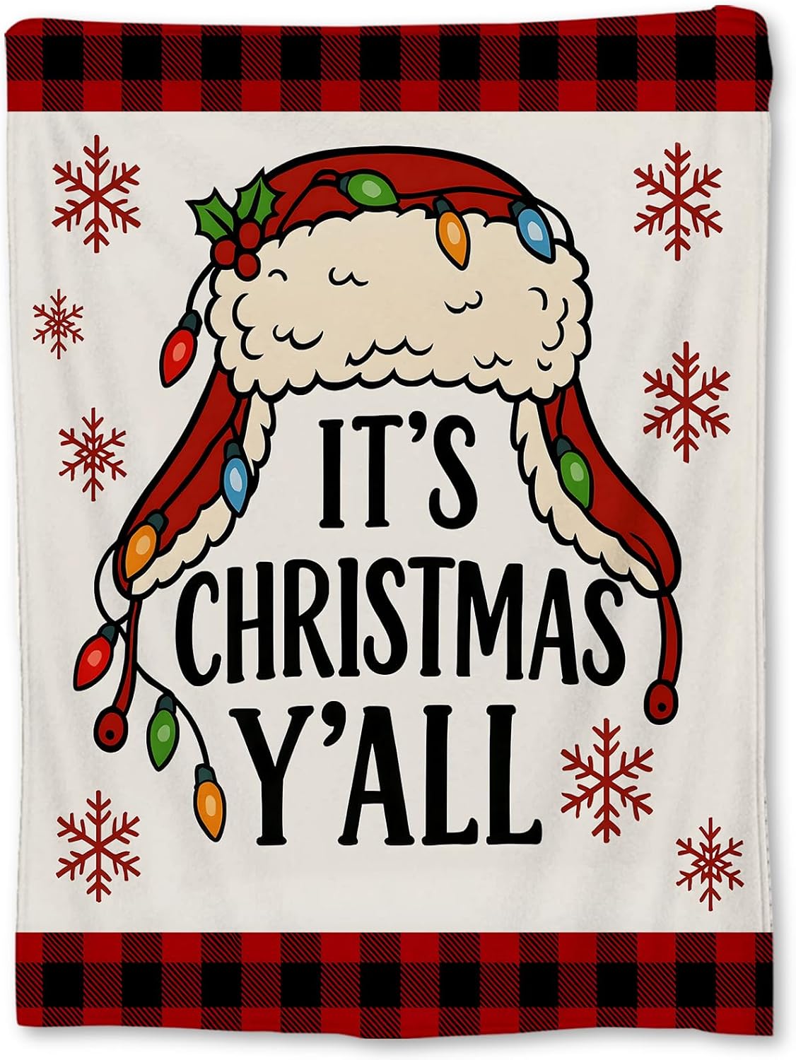 Amazon.com: Christmas Santa Hat & String Lights Blanket, Soft ...