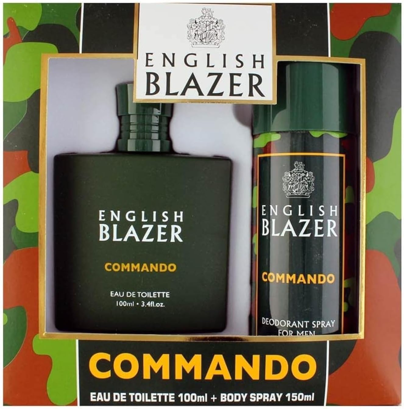 English Blazer Commando Giftset EDT 100ml + Body Spray 150ml : Amazon ...