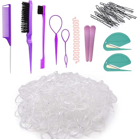 Amazon.com : 1000Pcs Clear Elastic Hair Bands, Rubber Band Cutter for ...