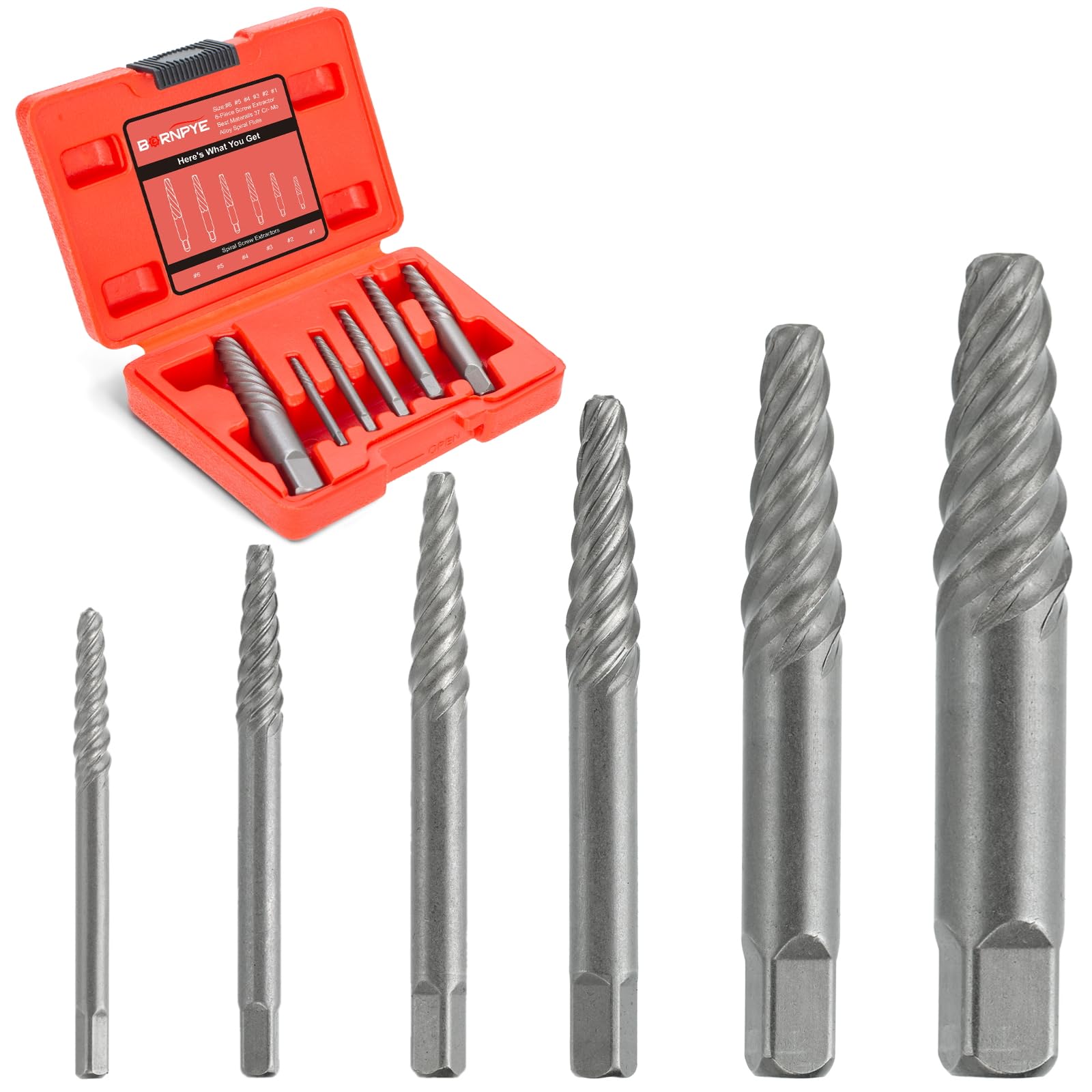 Amazon.com: Spiral Screw Extractor Set, 37# CR-MO Easy Out Stripped ...