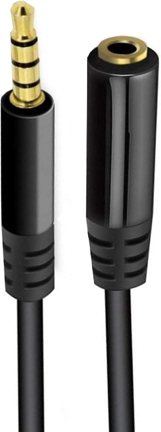 TechMax® Audio Extension Cable 1m Gold Platted Male to Female Auxiliary Stereo Jack Car Aux ...