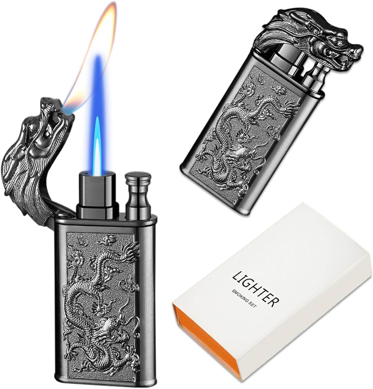 CYJBAO Relief Dragon Dual Flame Lighter - Windproof Adjustable Jet ...