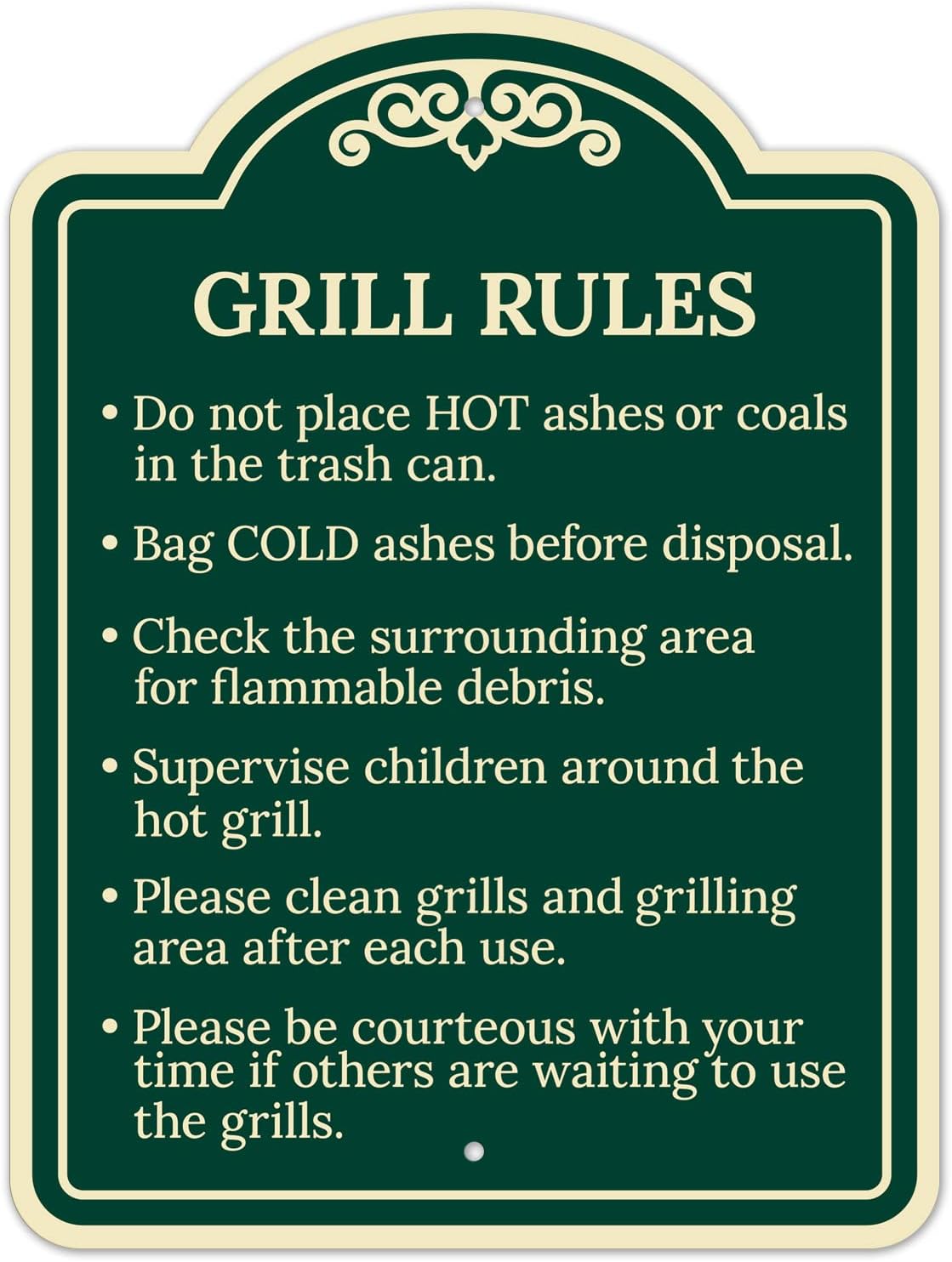 Amazon.com : Grill Rules Please do Not Place Hot Ashes Or Coals In The ...