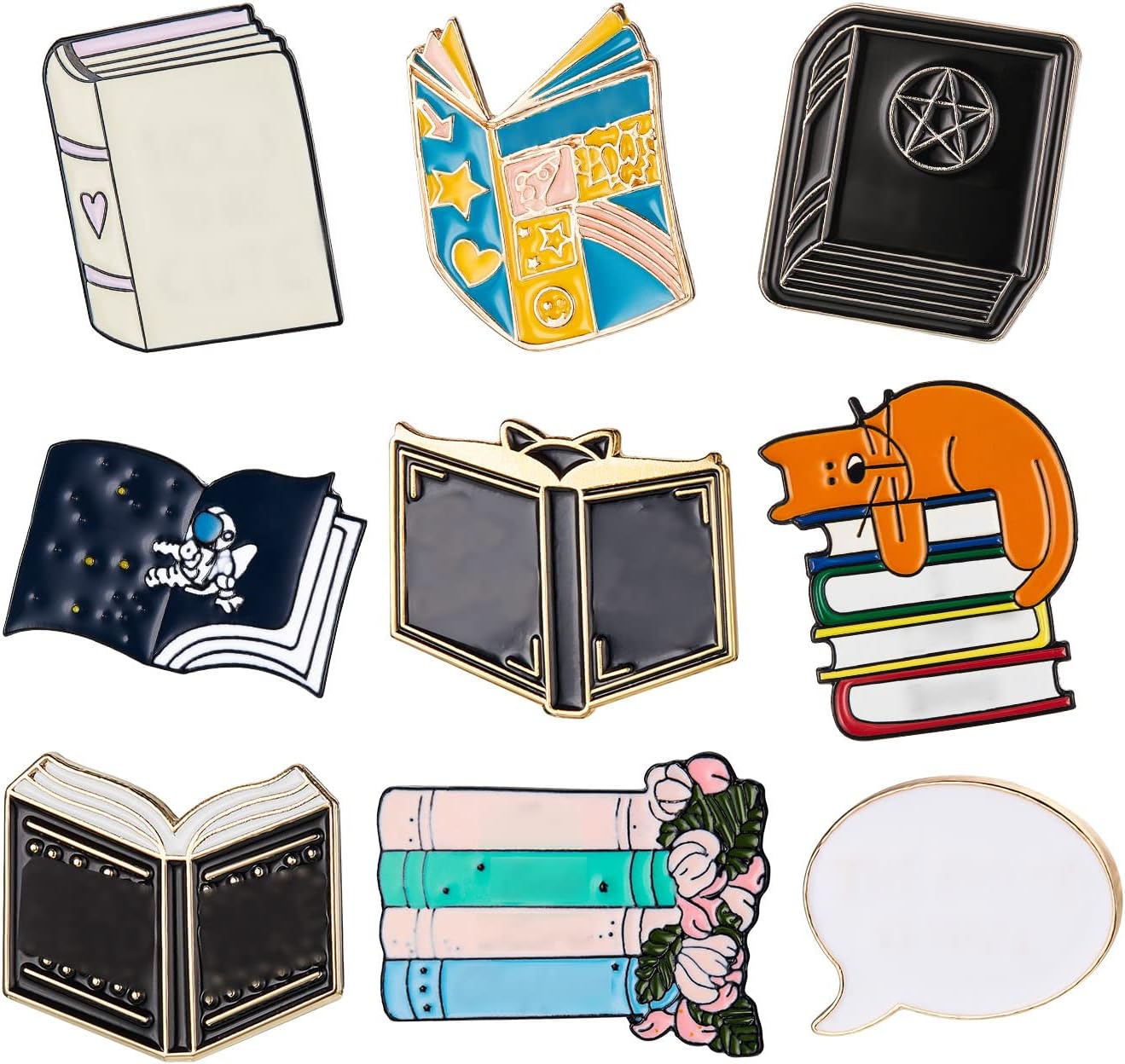12 Pieces Cute Enamel Letter Brooch Pin Cartoon Enamel Pins Set Saying ...