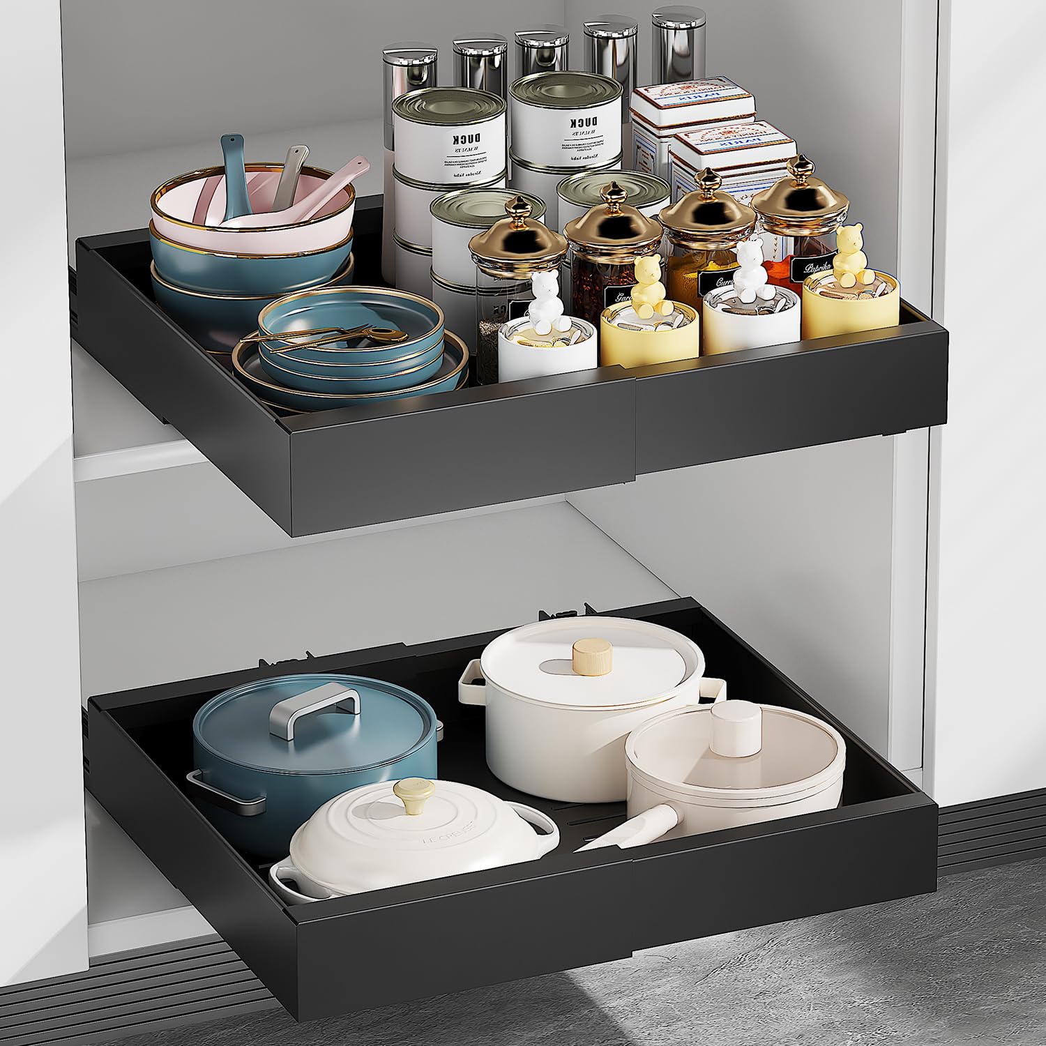Amazon.com: Expandable Pull Out Cabinet Organizer 2 Pack, Slide Out ...