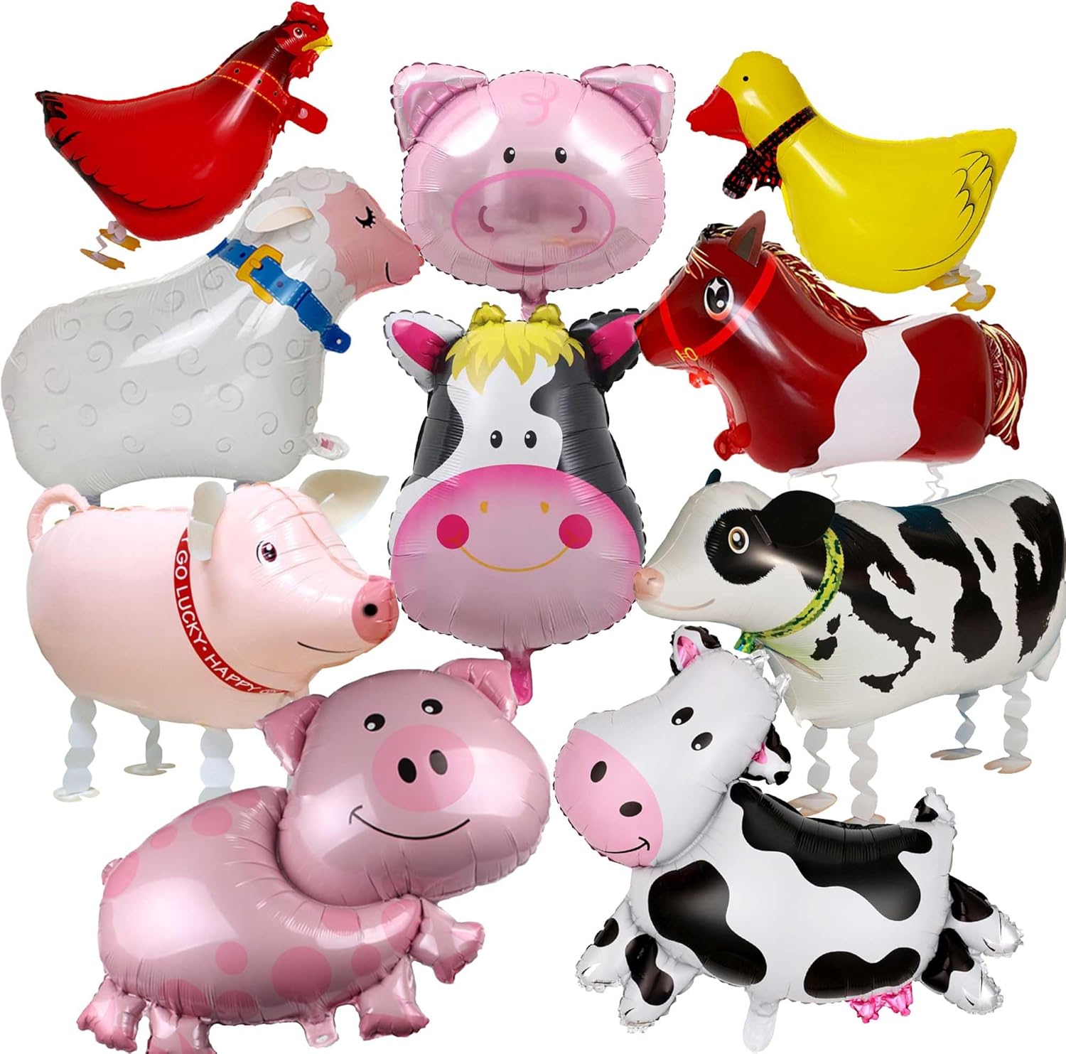 Amazon.com: Farm Animal Balloons Cow Pig Balloon Walking Animal ...