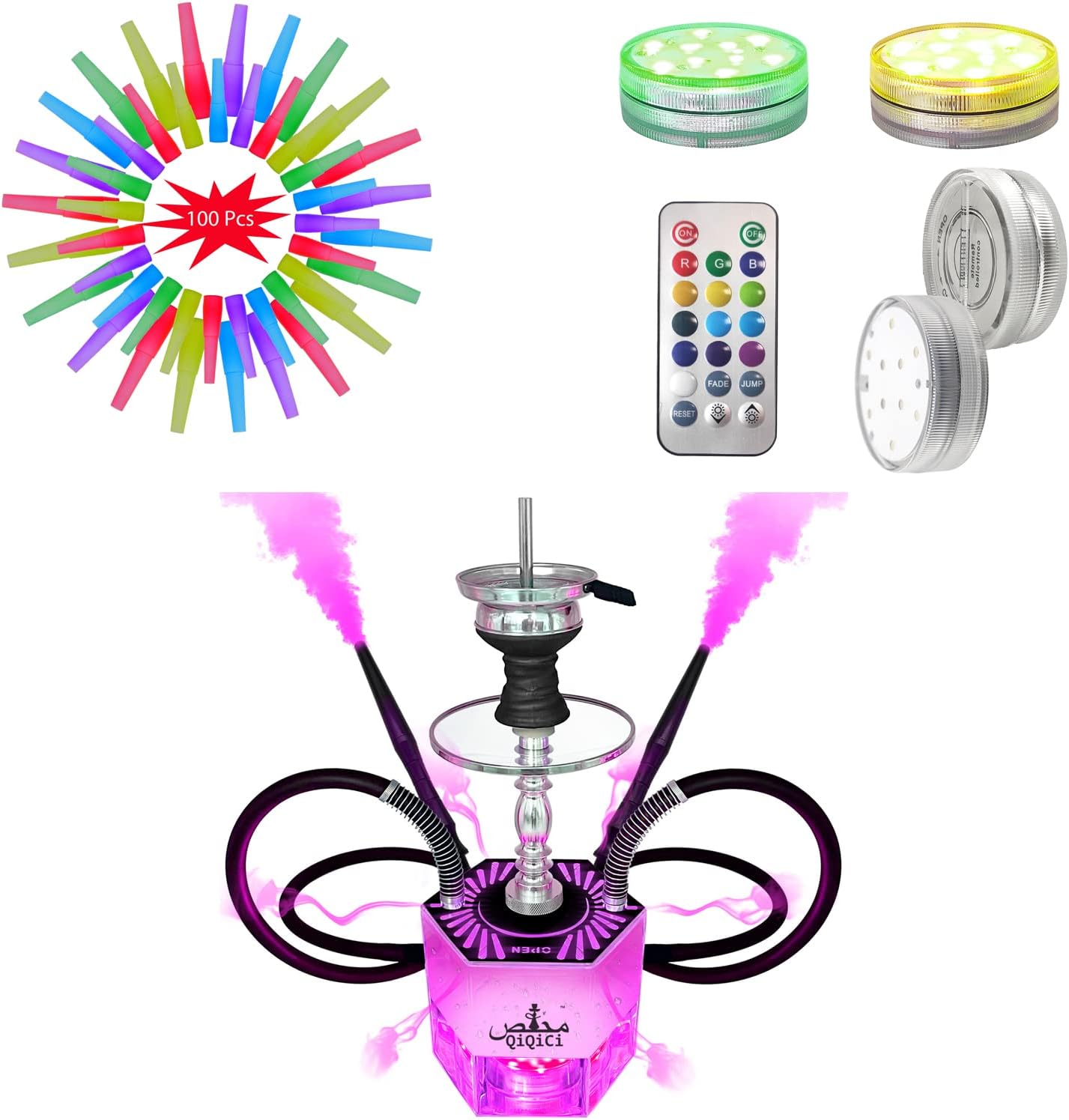 Amazon.com: Hookah Tips 100pcs Set ＆ LED Remote Control Lights 3pcs Set ...