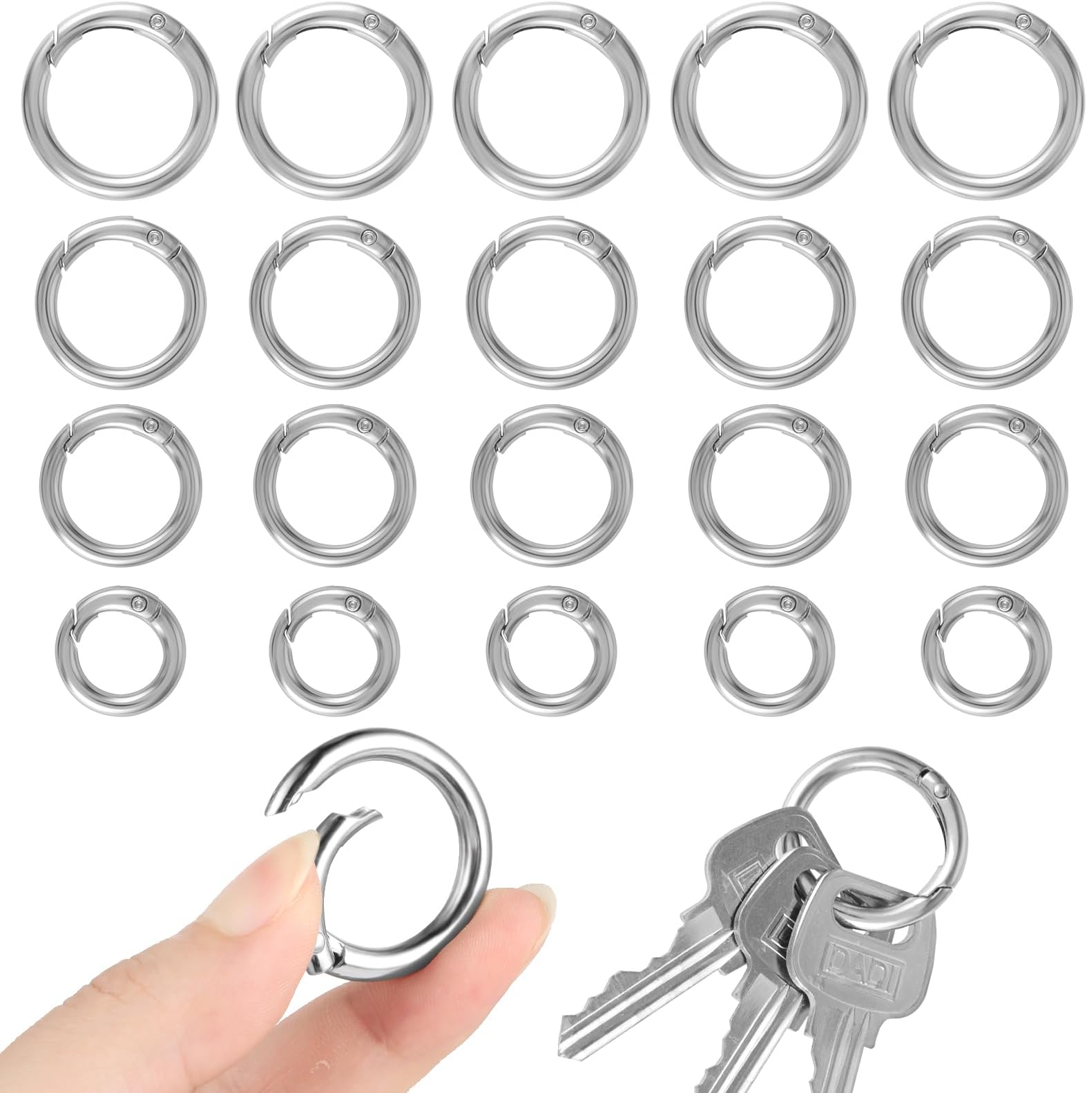 Amazon.com: Molain 20Pcs Metal Spring O Rings Clip Keychain, Round ...