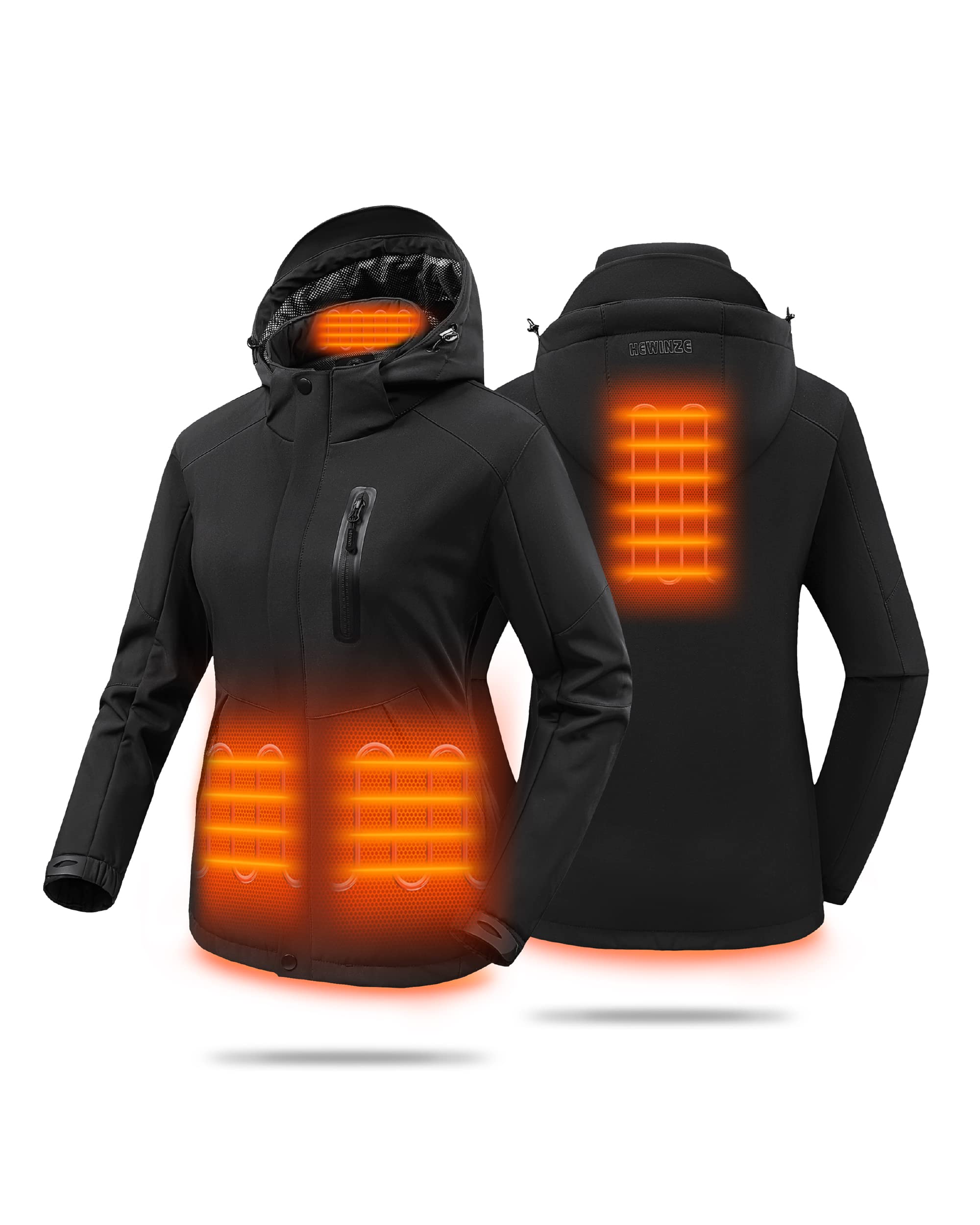 HEWINZE Women's Heated Softshell Long Jacket, Warm Electric Heating ...