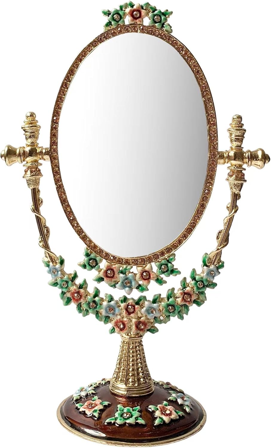 Amazon.com: Vintage Vanity Makeup Mirror for Desk, Metal Oval Tabletop ...