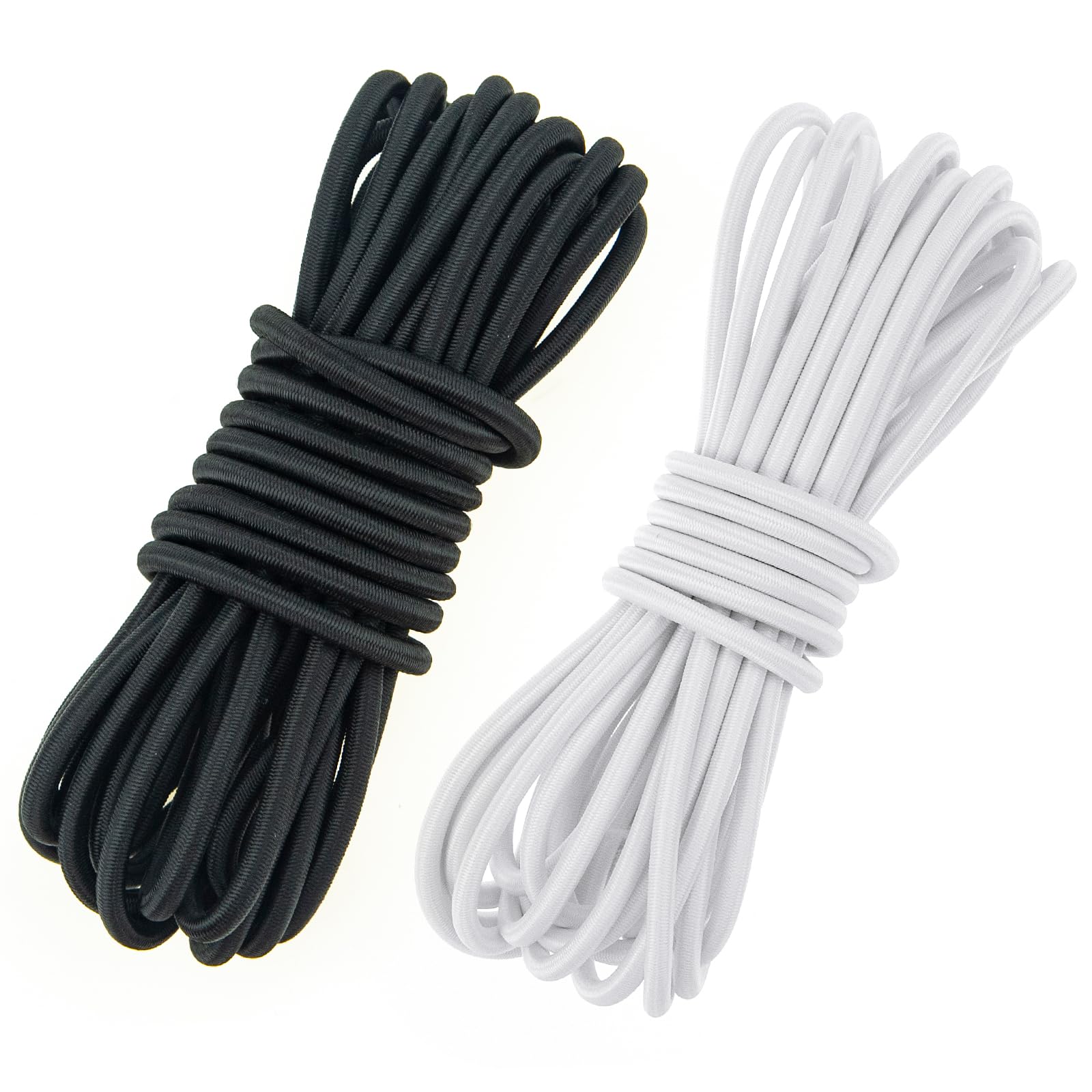 2PC 4MM Black and White Elastic Cord 10 Meter 3mm Elastic String Bungee ...