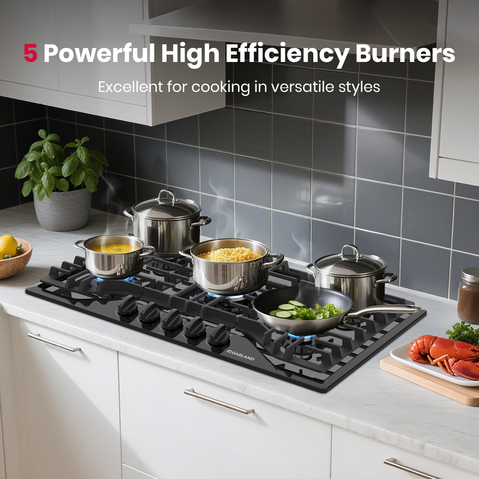 Snapklik.com : GASLAND 36 Inch Gas Cooktop 5 Burner, PRO GH2365EF ...