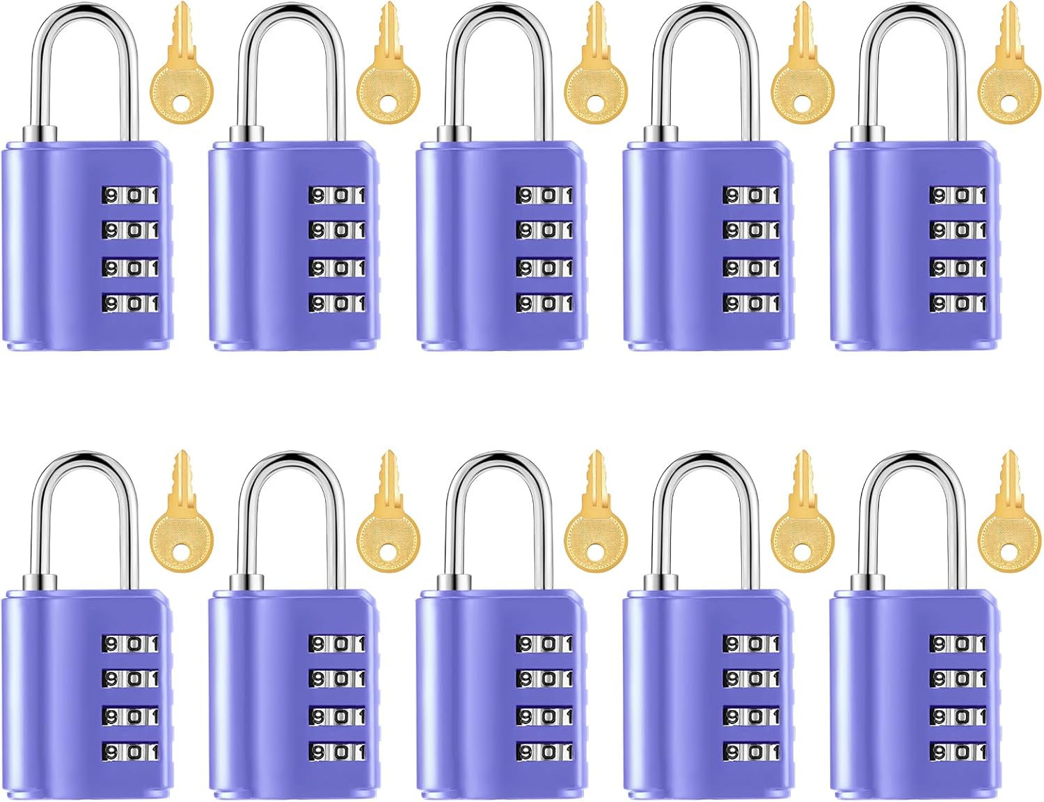 Kenning 10 Pcs Combination Padlock 4 Digit Combination Lock with Keys ...