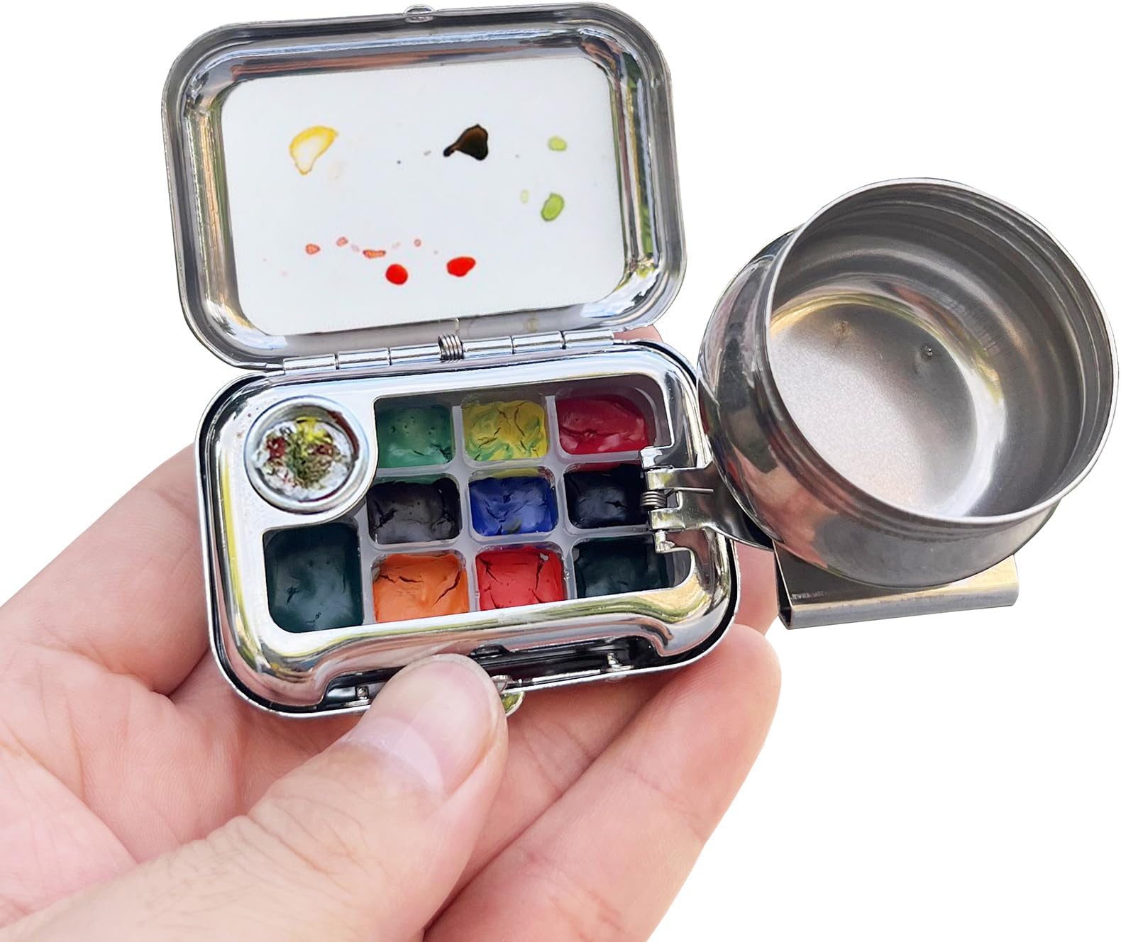 Amazon.com: Portable Mini Watercolor Palette, 12 Color Sketchbook ...