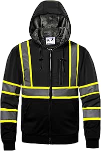 DPSAFETY High visibility Hoodie for Men,Class3 Hi Vis Hoodie,Fleece Lined Reflective Hoodie ...