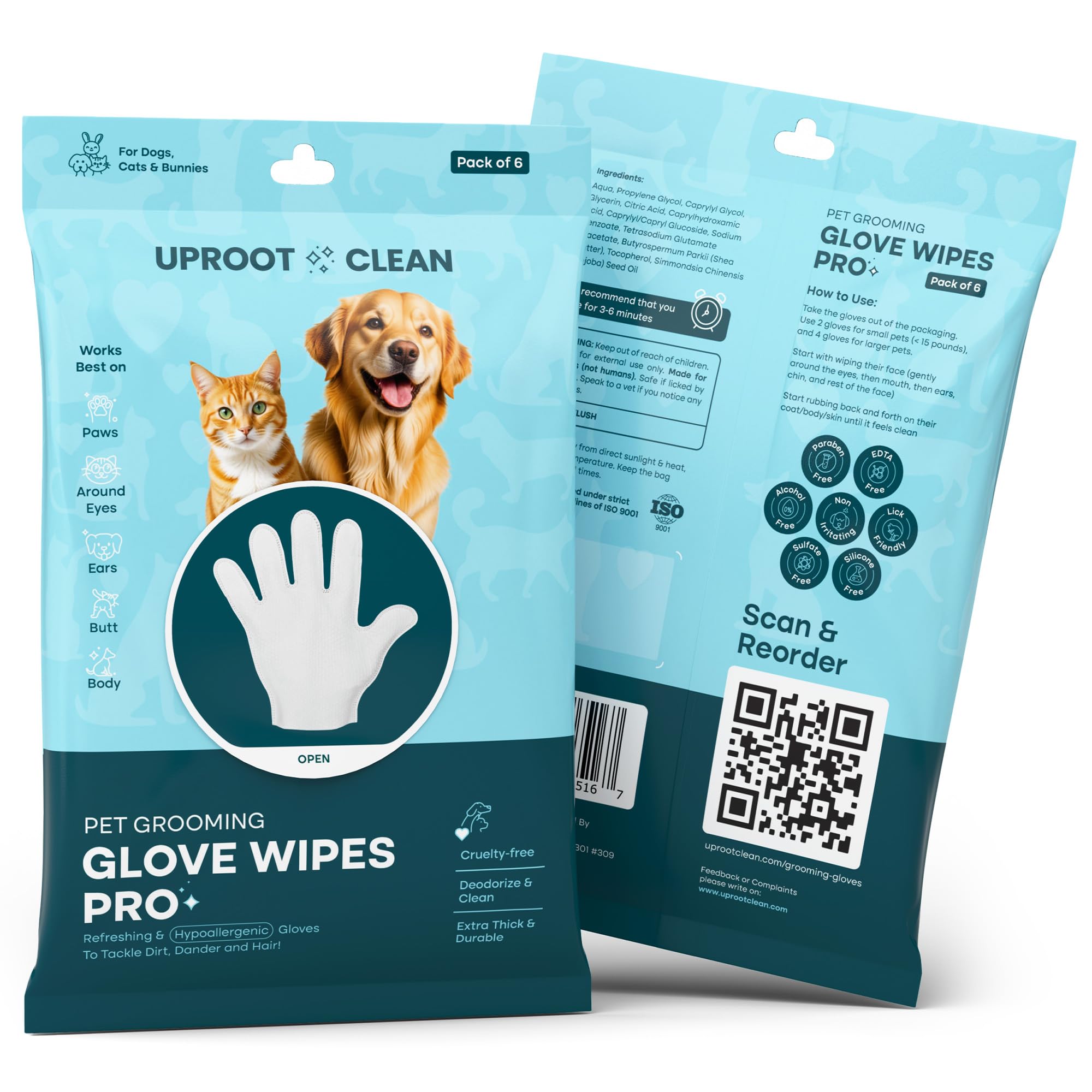 Amazon.com : Uproot Clean Glove Wipes Pro: Extra-Thick Dog & Cat Wipes ...