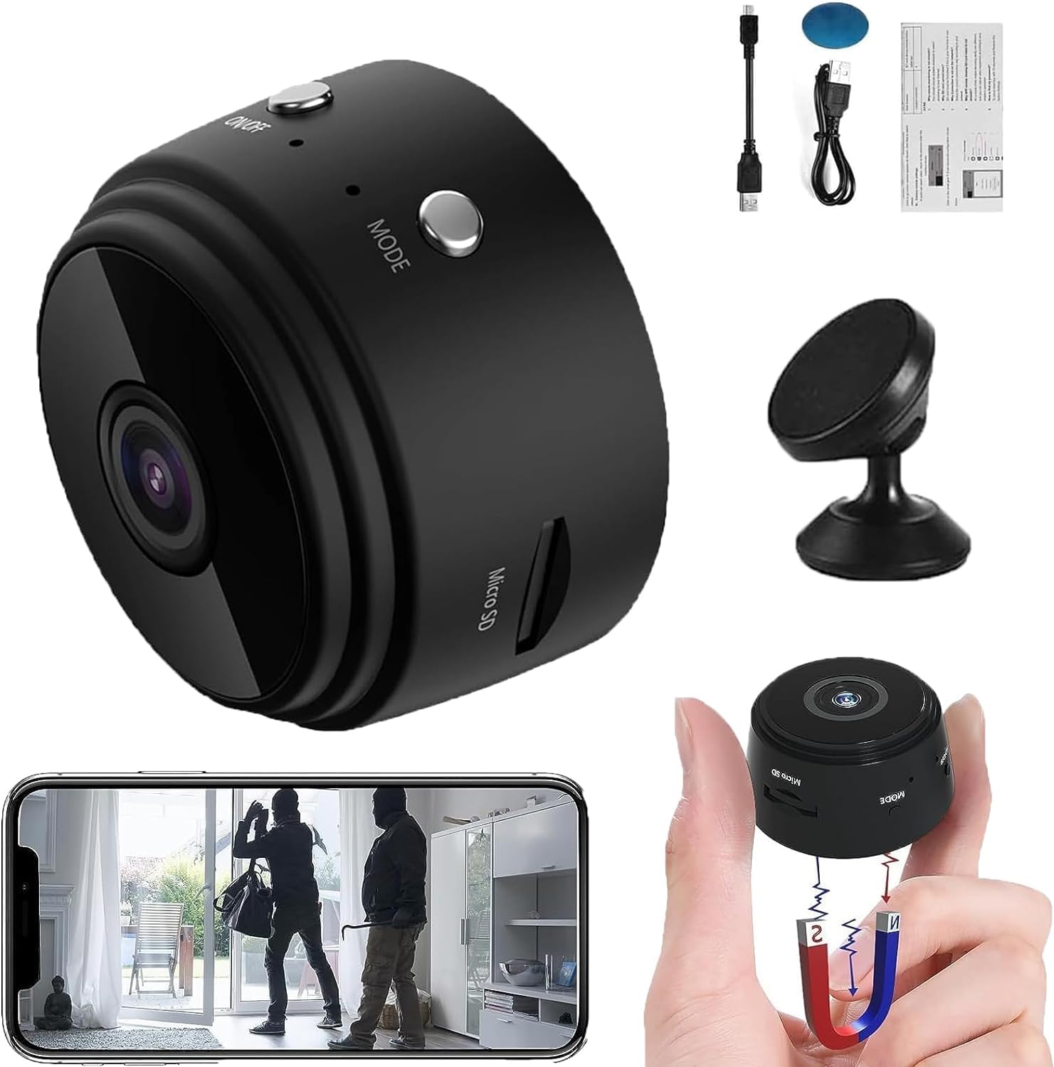 Spy Focus Magnetic Mini Security Camera Outdoor,1080p HD Security ...