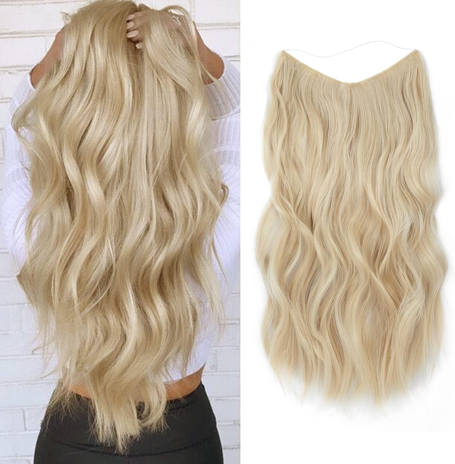 Ms TAj Blonde Halo Hair Extensions 12inch with Adjustable Size ...