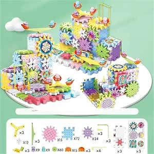 Amazon.com: Children's Electric Gear Rotating Building Block Toys, DIY ...