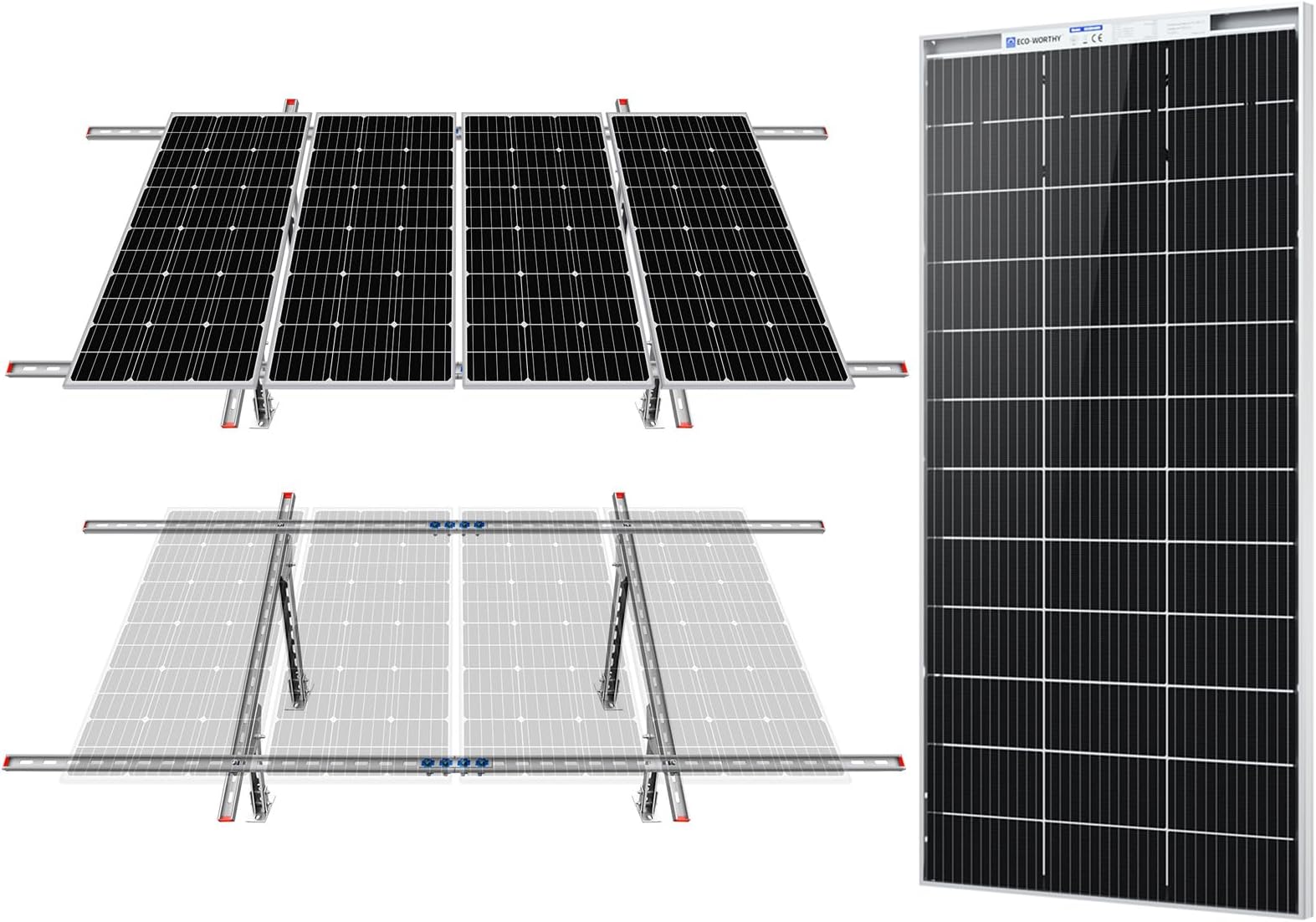 Amazon.com : ECO-WORTHY Adjustable Multi-Pieces 195W Solar Panel ...