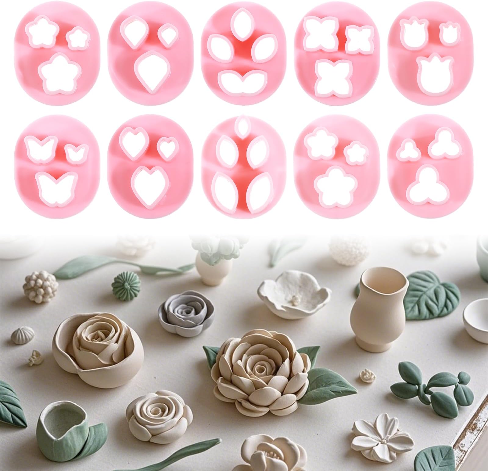 Amazon.com: COMNICO Polymer Clay Cutters, 10Pcs Small Flower Petal ...