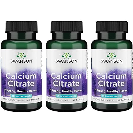 Amazon.com: Swanson Calcium Citrate 200 mg 60 Caps 3 Pack : Health ...