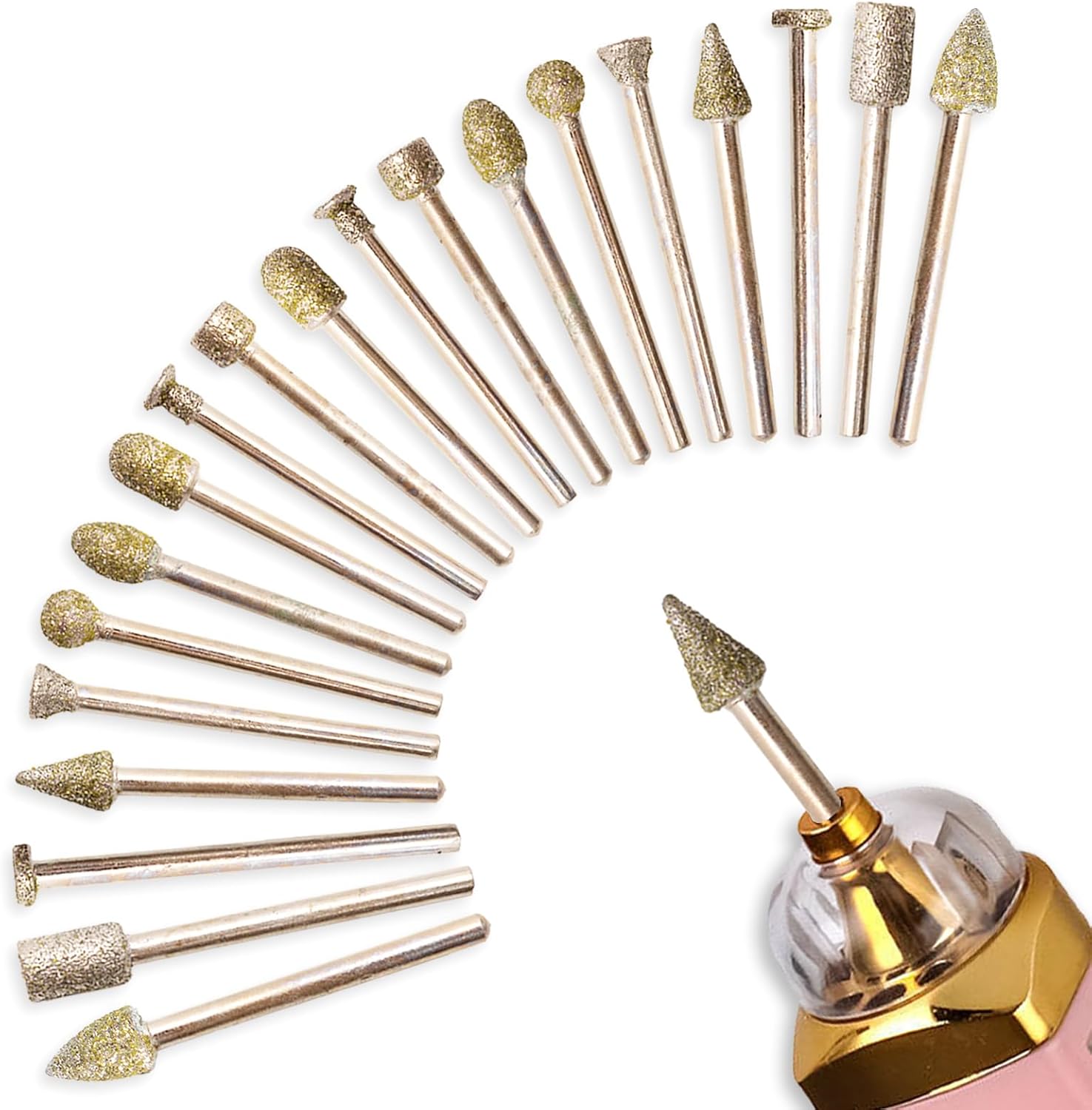 Amazon.com: 20Pcs 1/8" Shank Diamond Drill Grinding Bit Set Stone ...