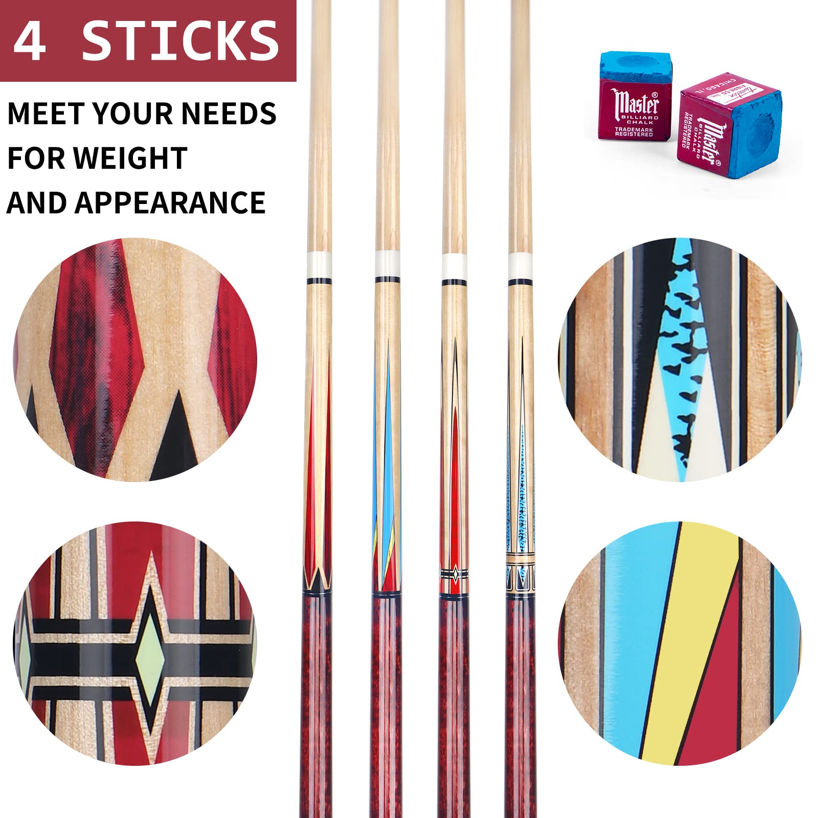 Snapklik.com : Pool Cue Stick - Pool Cues Set Of 2 - Made Canadian ...