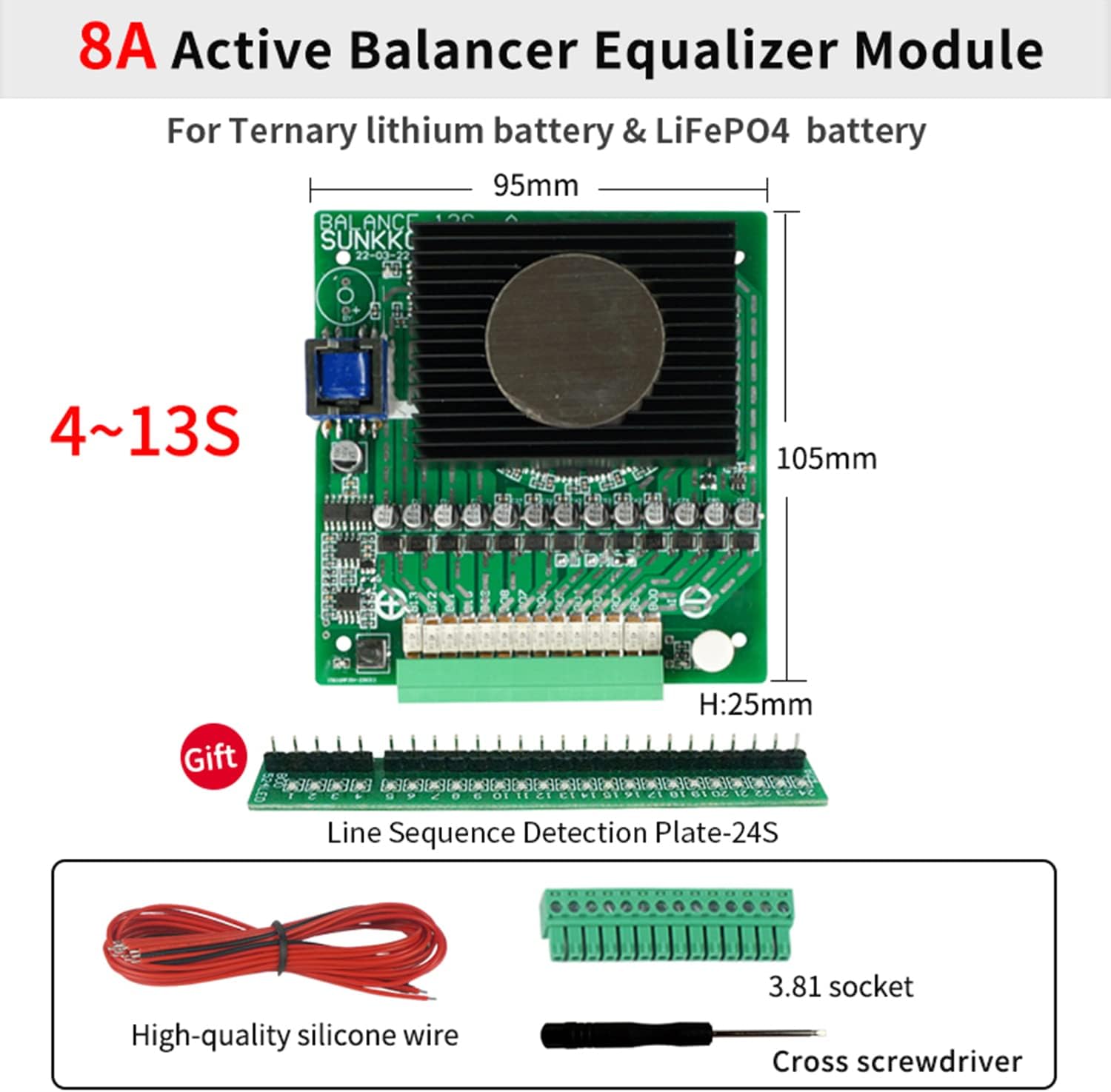 Buy SUNKKO Battery Equalizer 8A 13S Battery Voltage Balancer Energy ...