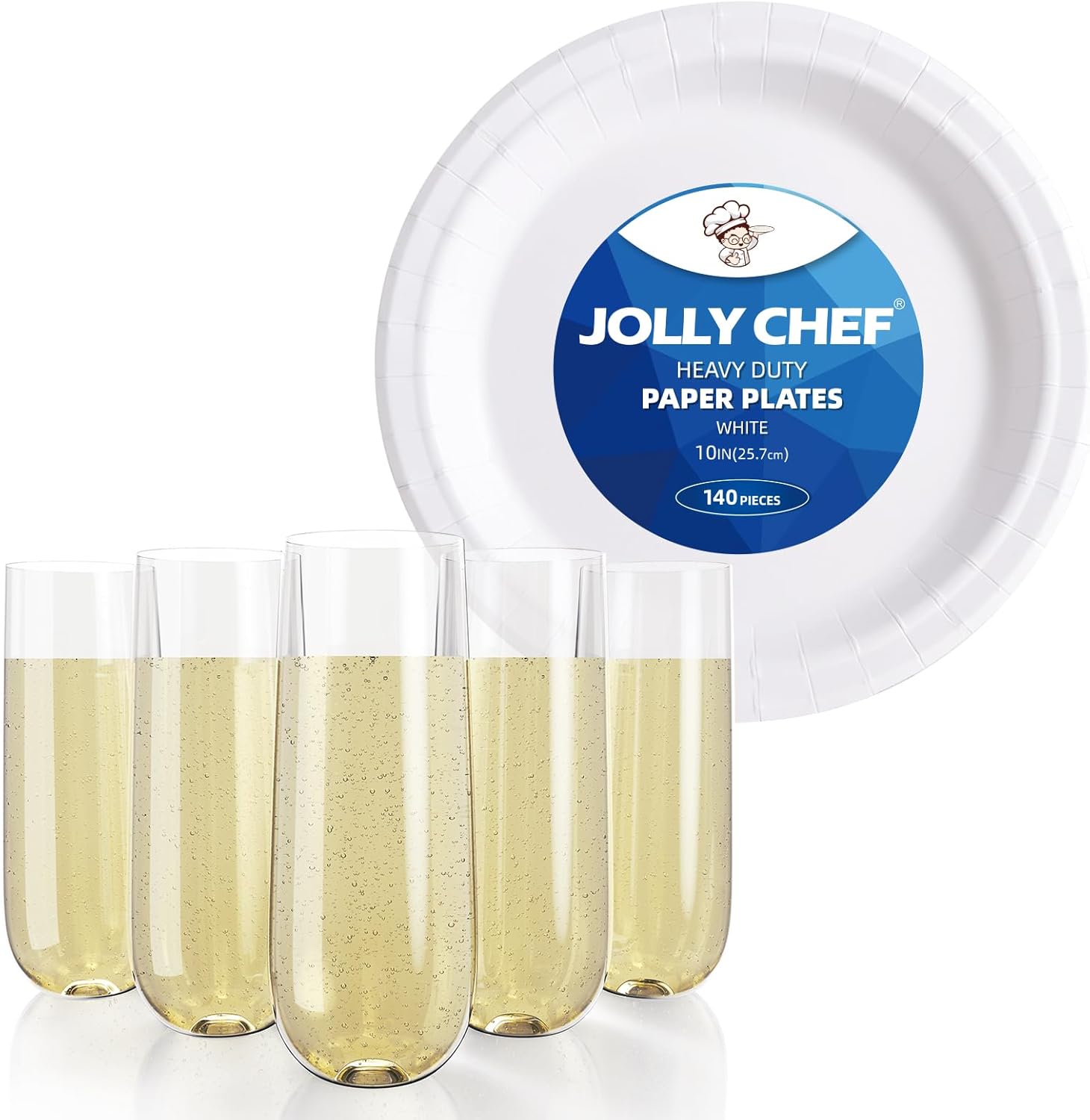 Amazon.com: JOLLY CHEF Disposable Paper Plates 10 inch 140 Count and 48 ...