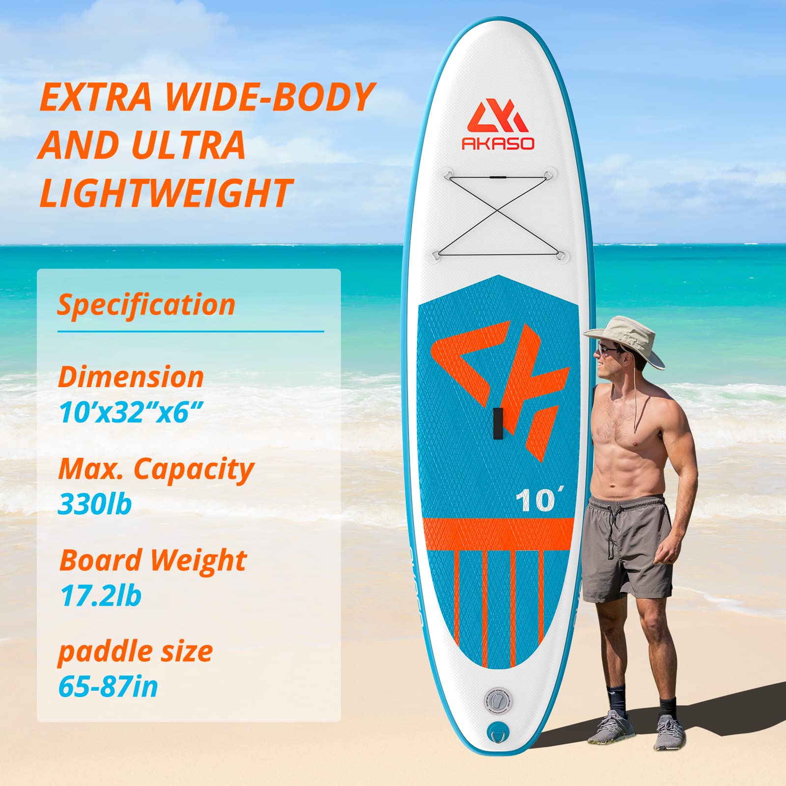AKASO Inflatable Stand-Up Paddleboard, Yoga SUP with Backpack, Non-Slip ...