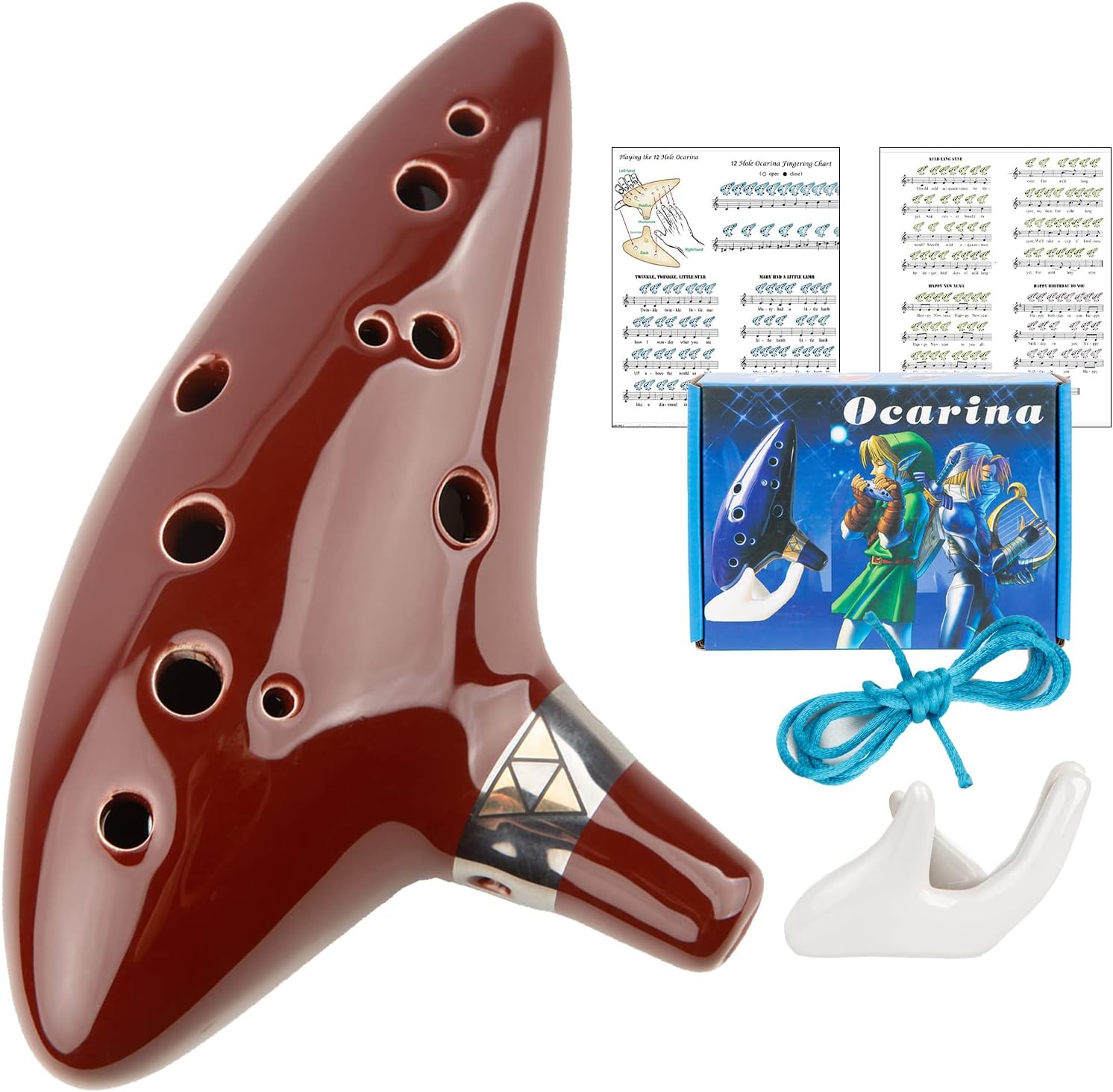 Amazon.com: Legend of Zelda Ocarina of Time Black Leatherette 12 Hole ...