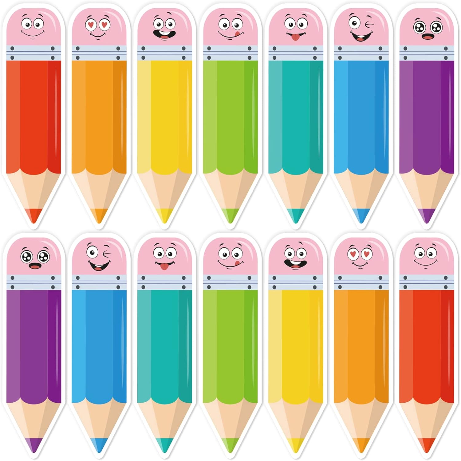 Amazon.com: AnyDesign 49Pcs Colorful Pencil Cut-Outs Back to School ...