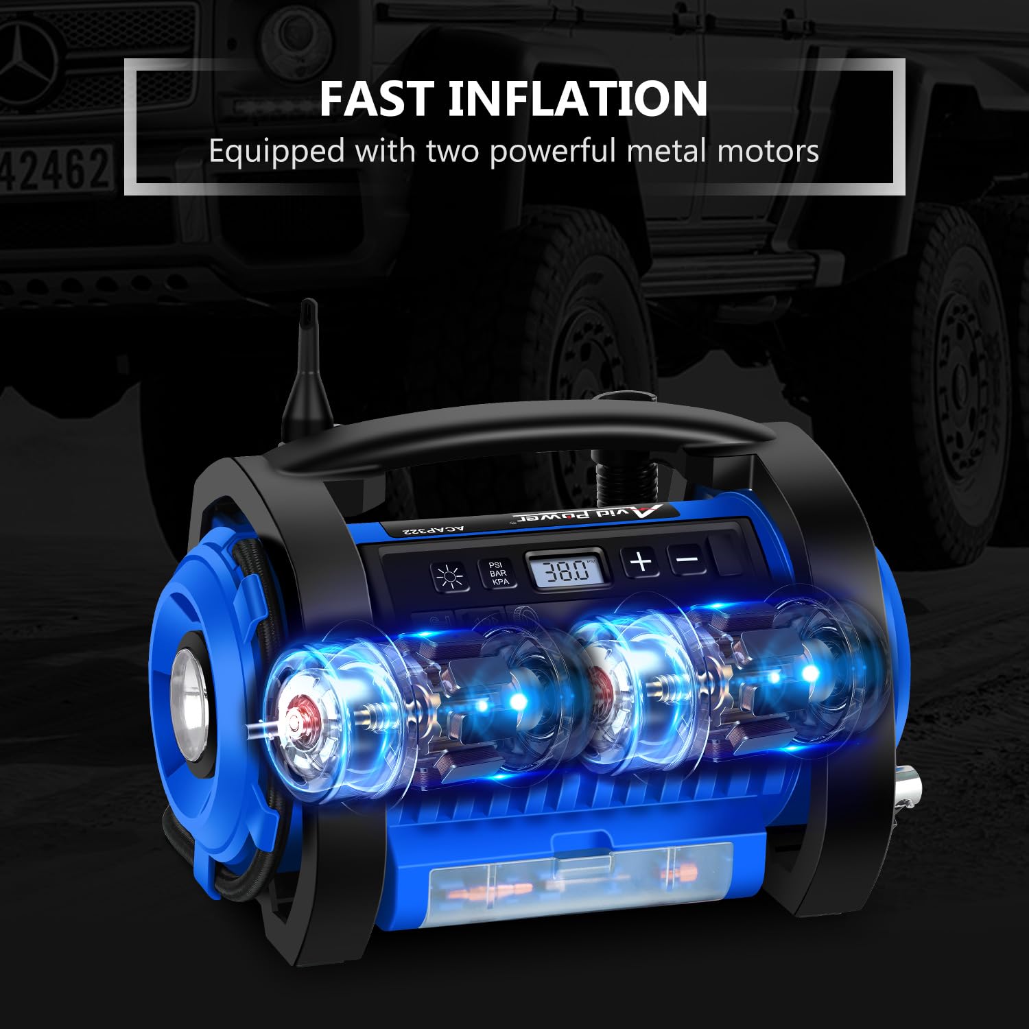 Snapklik.com : AVID POWER Tire Inflator Portable Air Compressor, 12V DC ...