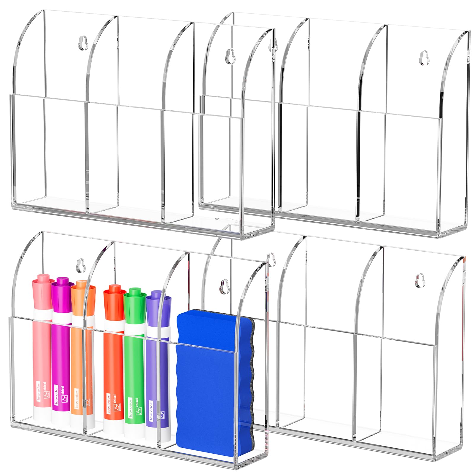Amazon.com : MaxGear 4 Pack Wall Mounted Marker Holder, 3 Compartments ...