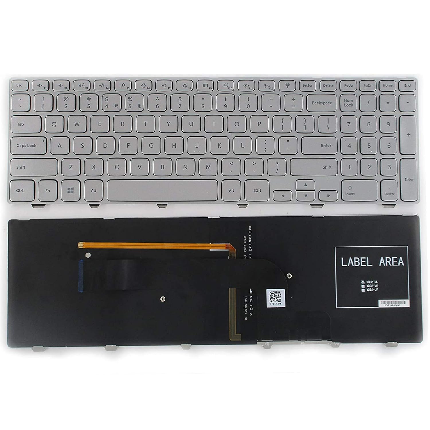 SUNMALL Laptop Keyboard with Frame and Backlit Compatible with Dell ...
