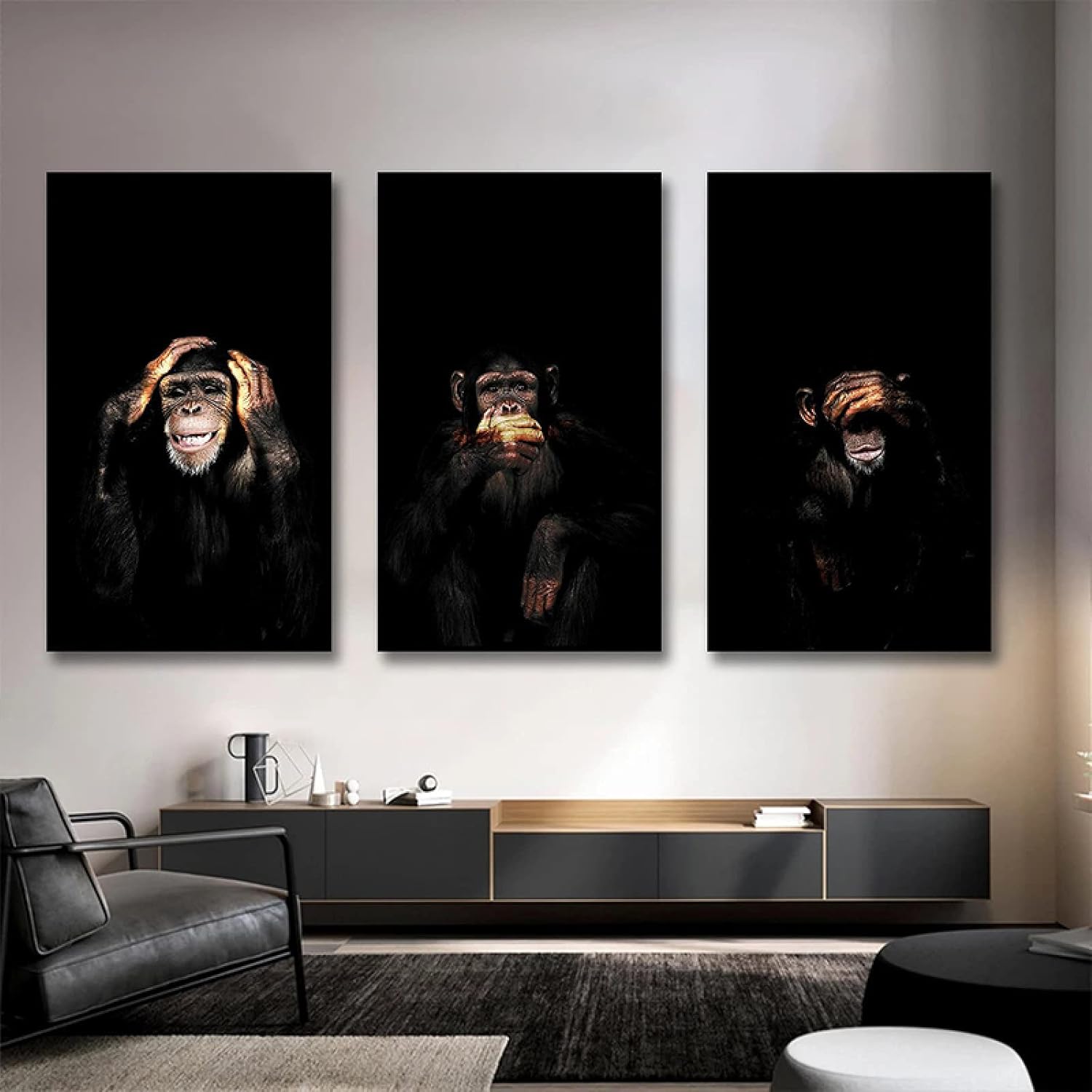 Leju Art Graffiti Cute 3 Wise Monkey Canvas Painting Colorful Printed ...
