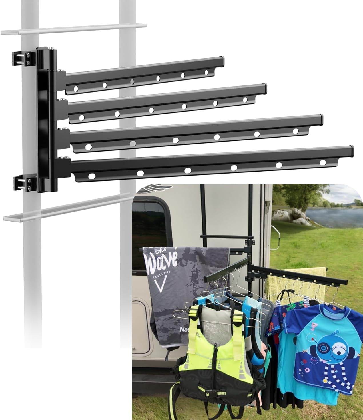 Amazon.com: Safoner Aluminum RV Clothes Drying Rack Ladder Mounted- 24 ...