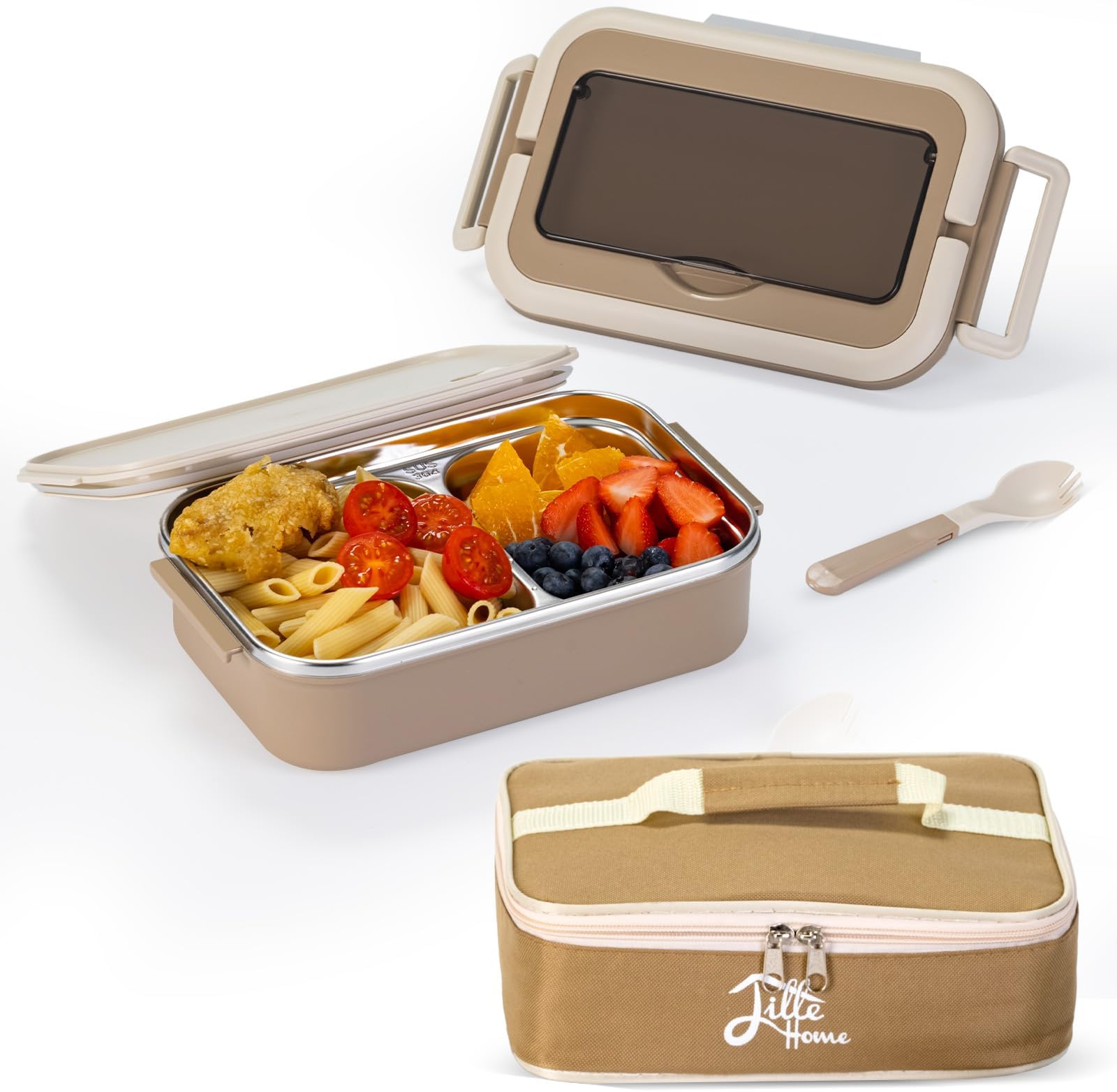 Amazon.com: Lille Home Stainless Steel Bento Lunch Box for Adults, 34oz ...