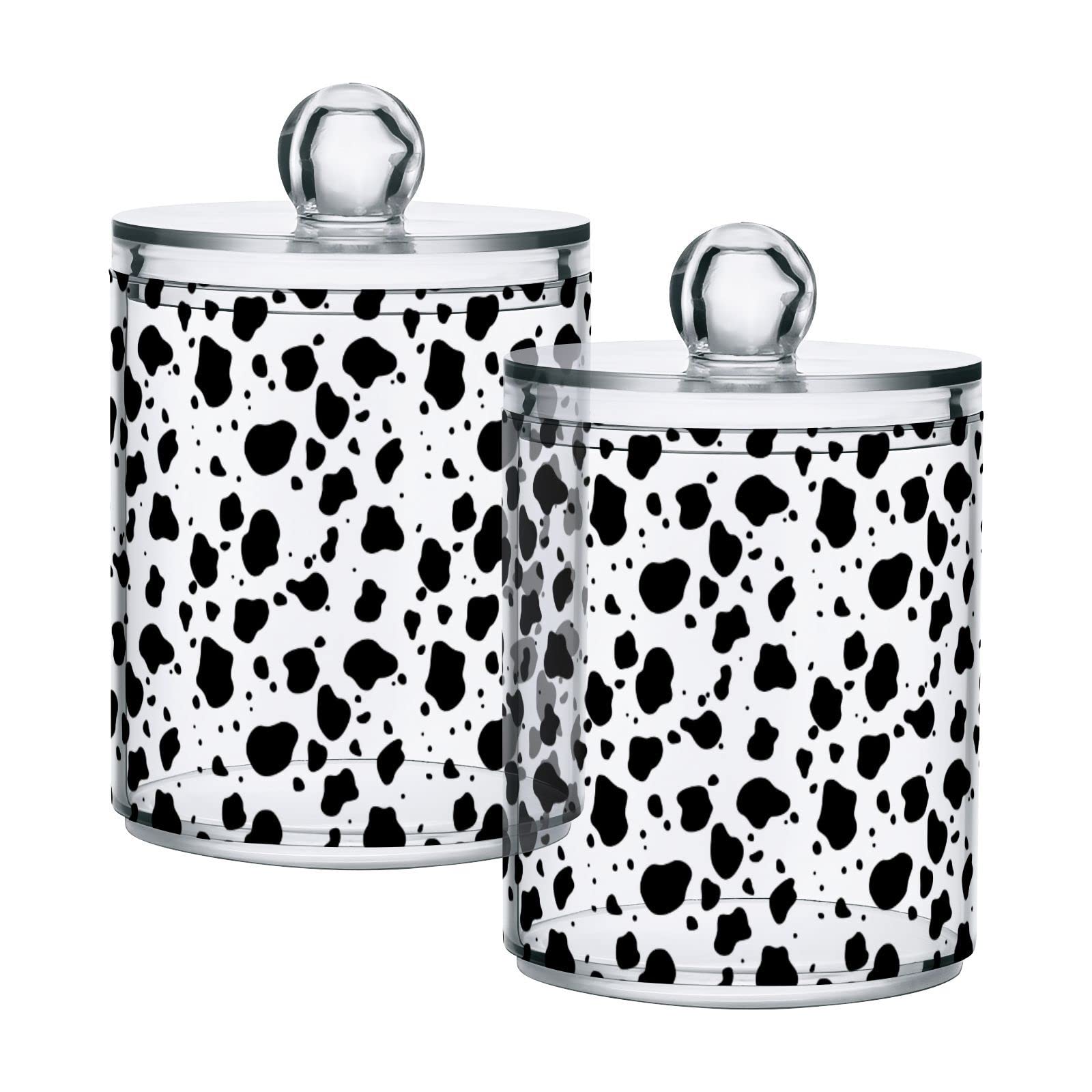 Amazon.com: xigua 2 Pack Cow Print Qtip Holder Dispenser with Lids 14 ...