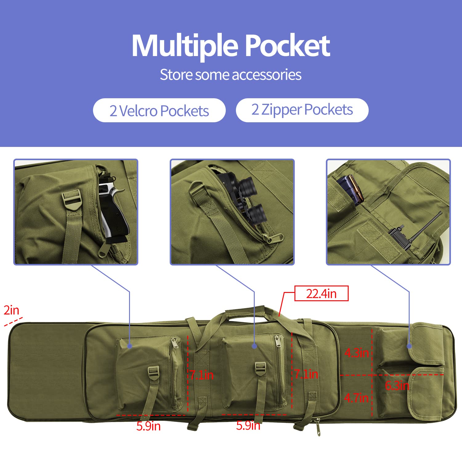 Snapklik.com : 32/37/46 Rifle Bag, Black/Khaki/Green Tactical Long ...