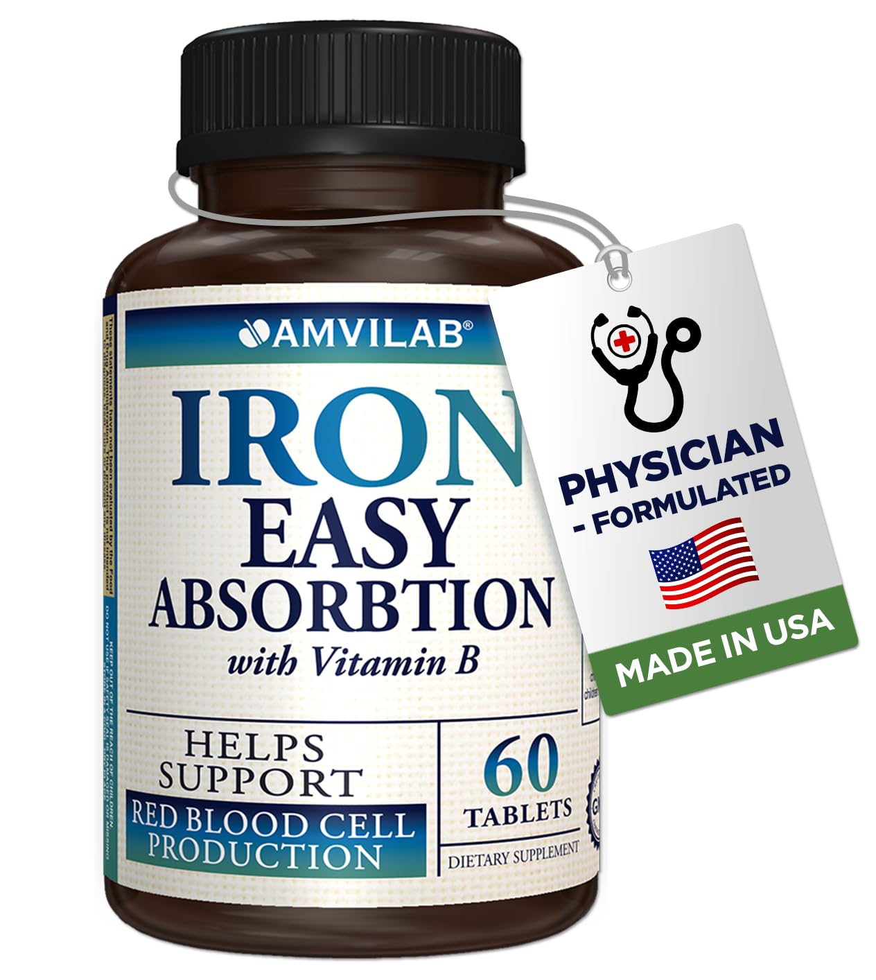 Amazon.com: Amvilab Iron Easy Absorbtion - Iron Supplement Clinically ...