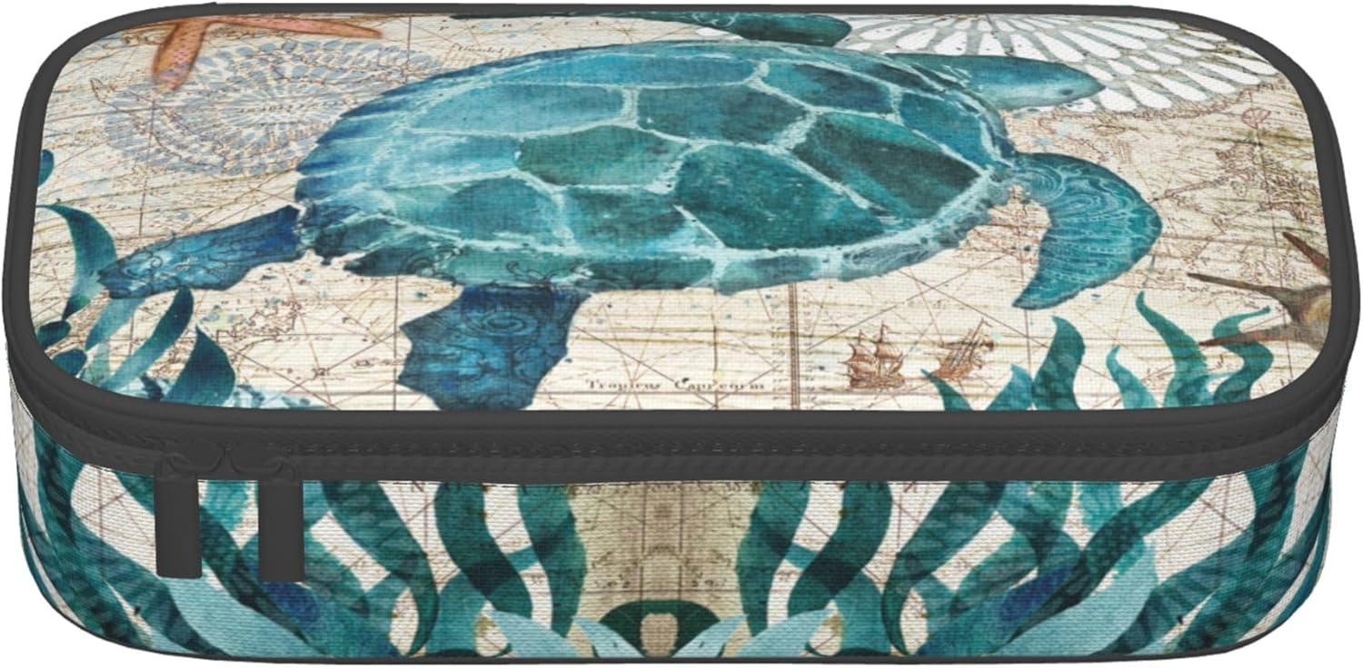 Amazon.com : Qceqkul Sea Turtle Pencil Case Stationery Pen Pouch Large ...