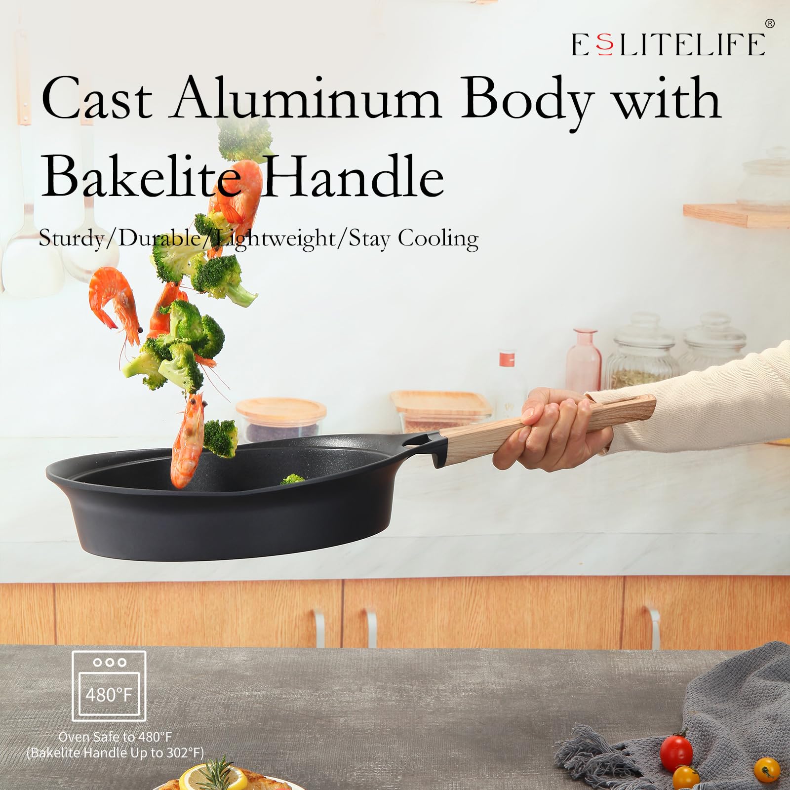 Snapklik.com : ESLITE LIFE Nonstick Deep Frying Pan Skillet