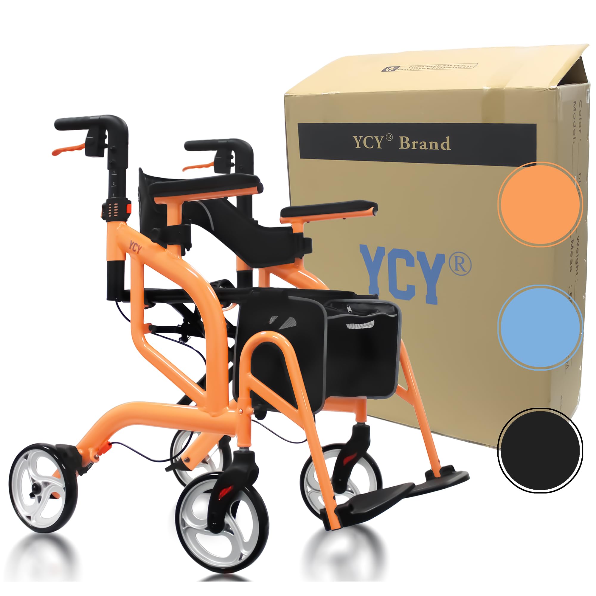 Walker Wheelchair Combo Rollator Walkers For Seniors With Seat Rolling ...