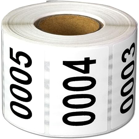 Amazon.com : Consecutively Numbered Labels [0001-1000] - 1.5"x1" Self ...