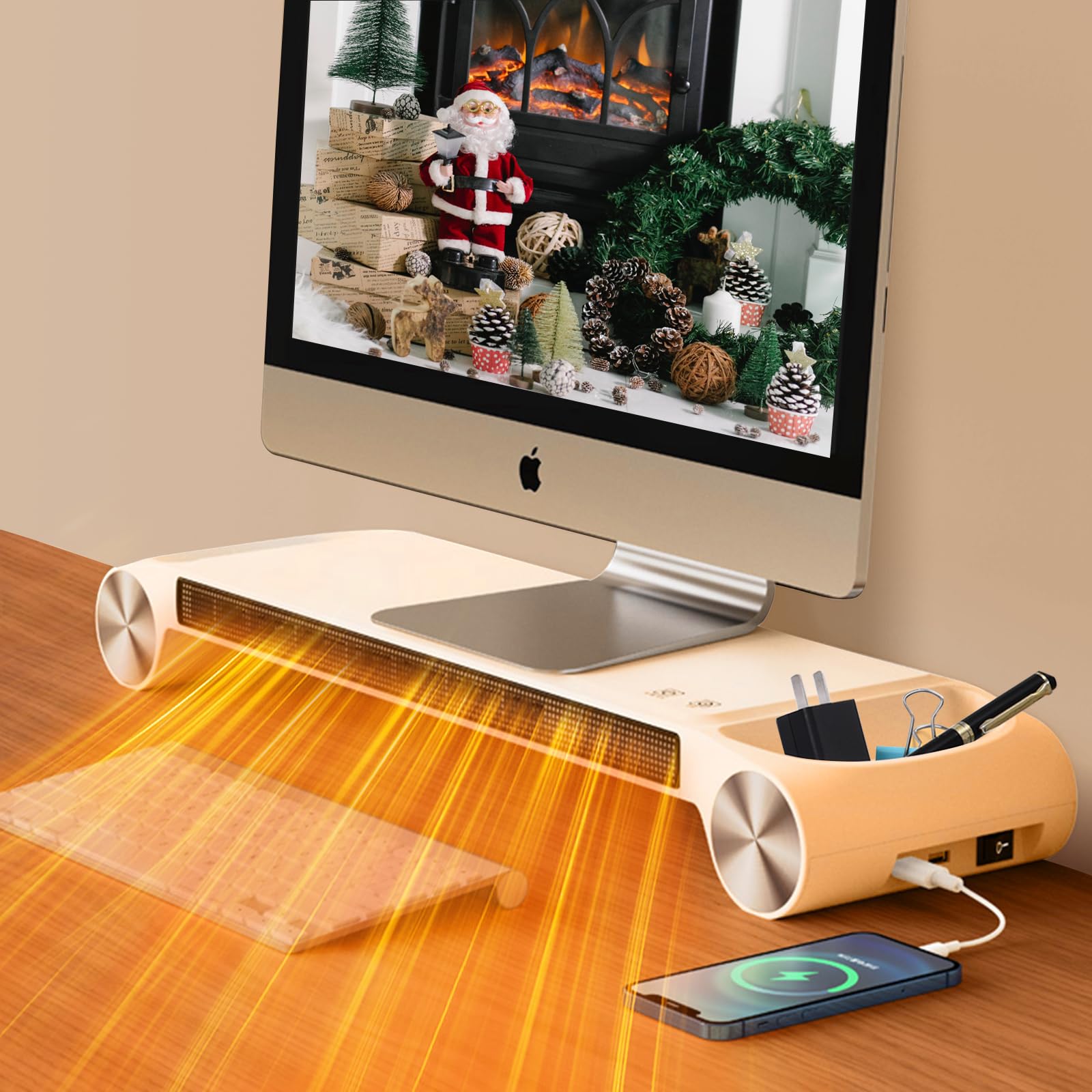 Desk Space Heater & Monitor Stand Riser 2 in 1,Indoor Space Heater With ...