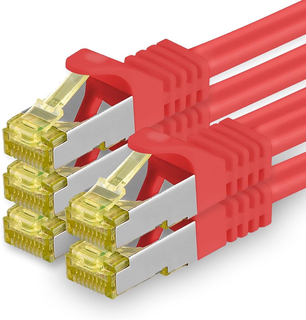 1aTTack.de Cat.7 Network Cable 3.0 m Red 5 Pieces Cat7 Ethernet Cable ...