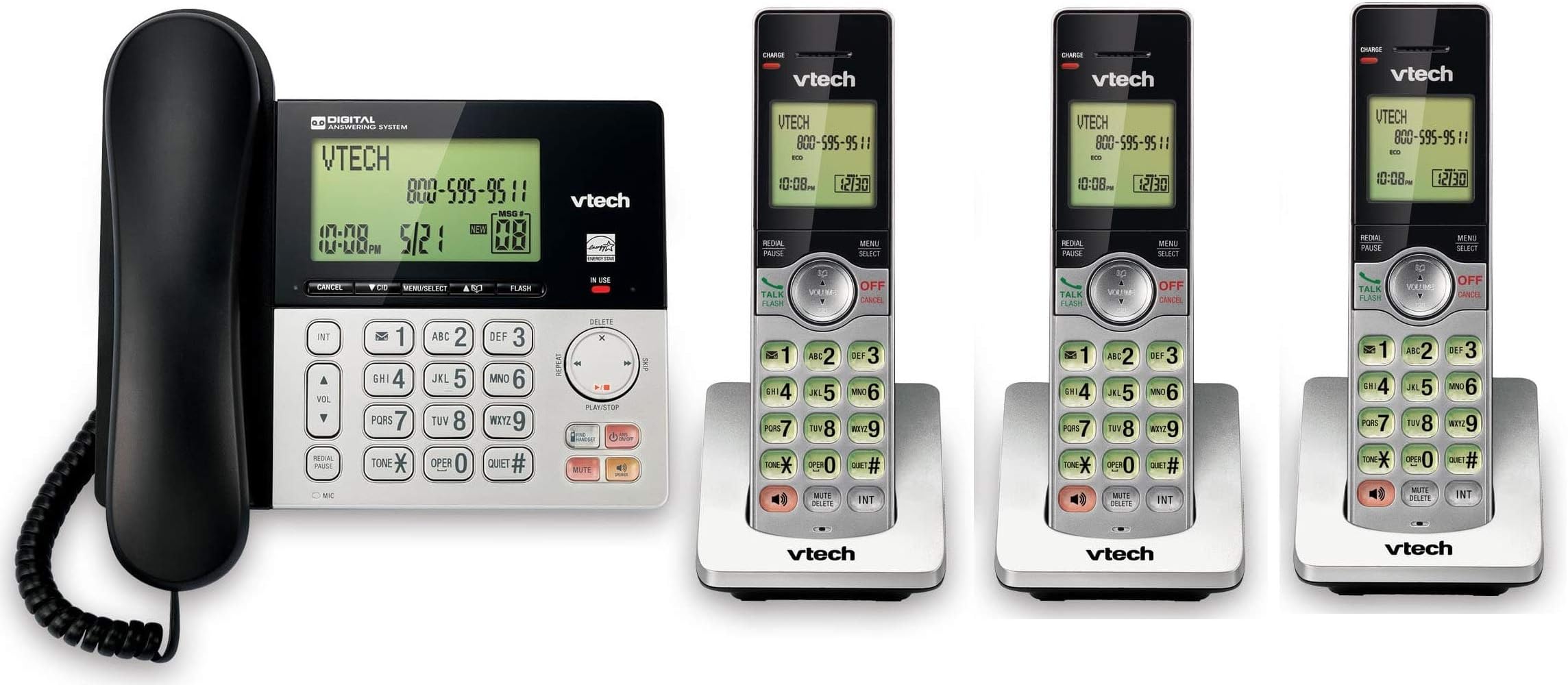 VTech CS6949-3 DECT 6.0 Système téléphonique filaire/3 sans fil, noir ...